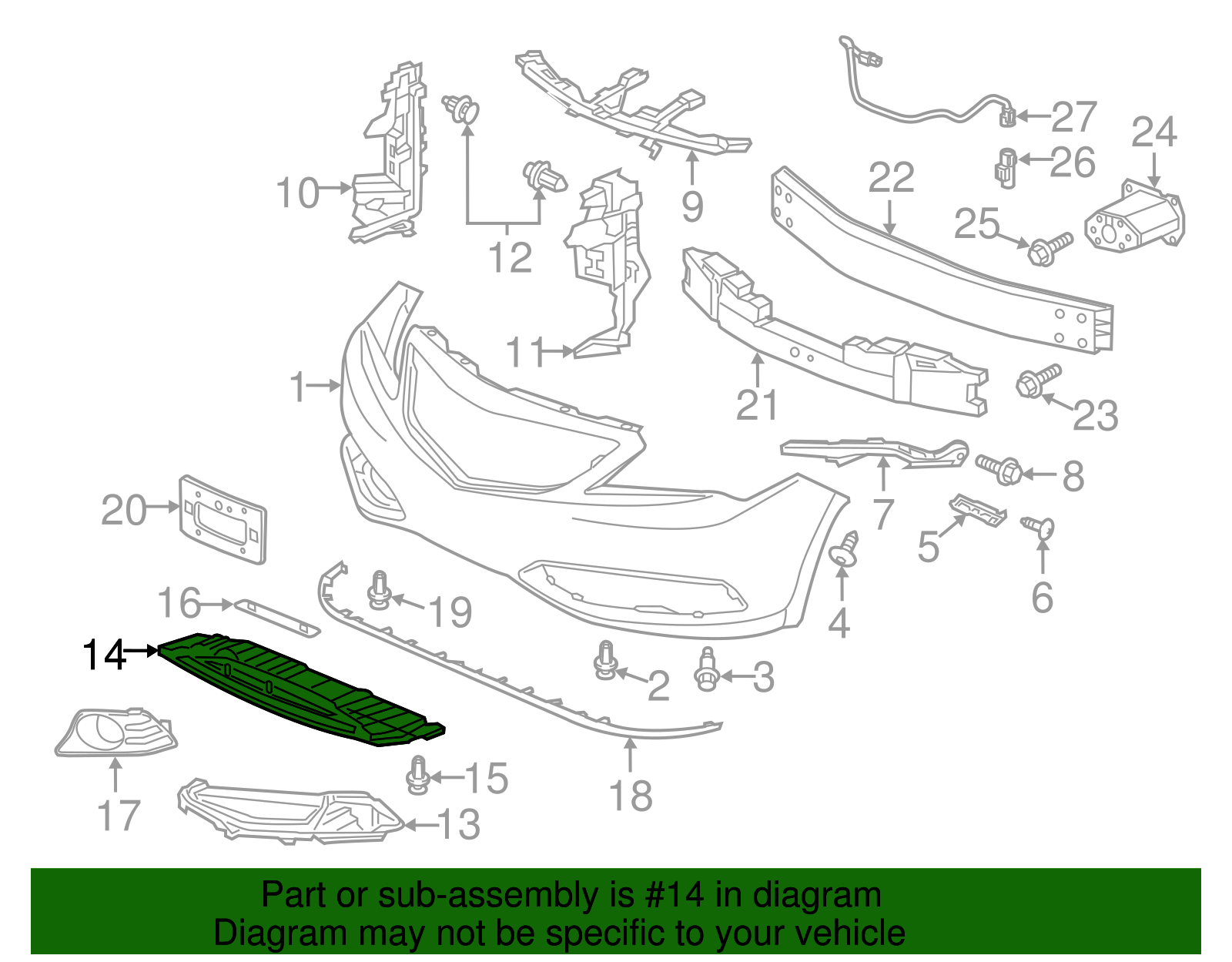 71105-TX6-A00 - 2013-2015 Acura ILX - Grille, Front Bumper Center ...