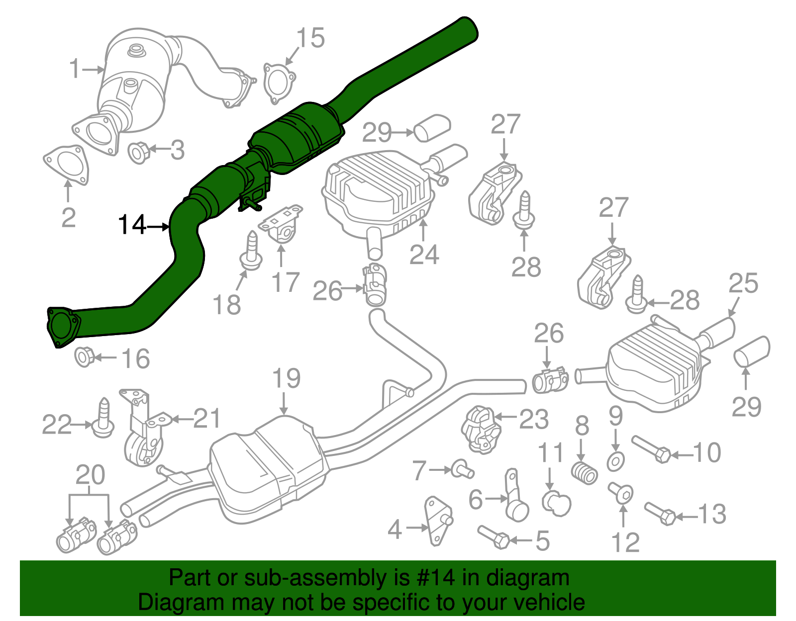 4H4-253-350-K - Converter & Pipe 2013-2018 Audi A8 Quattro | Audi OEM ...