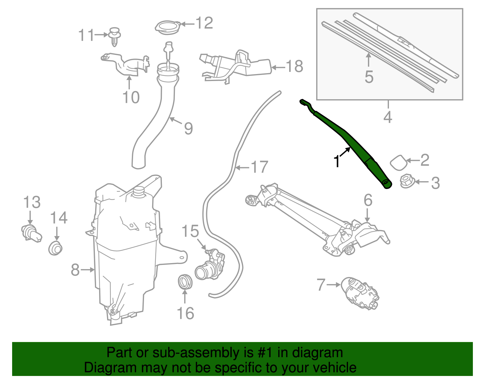 2013-2018 Toyota RAV4 Wiper Arm 85211-42140 | Toyota Parts Center