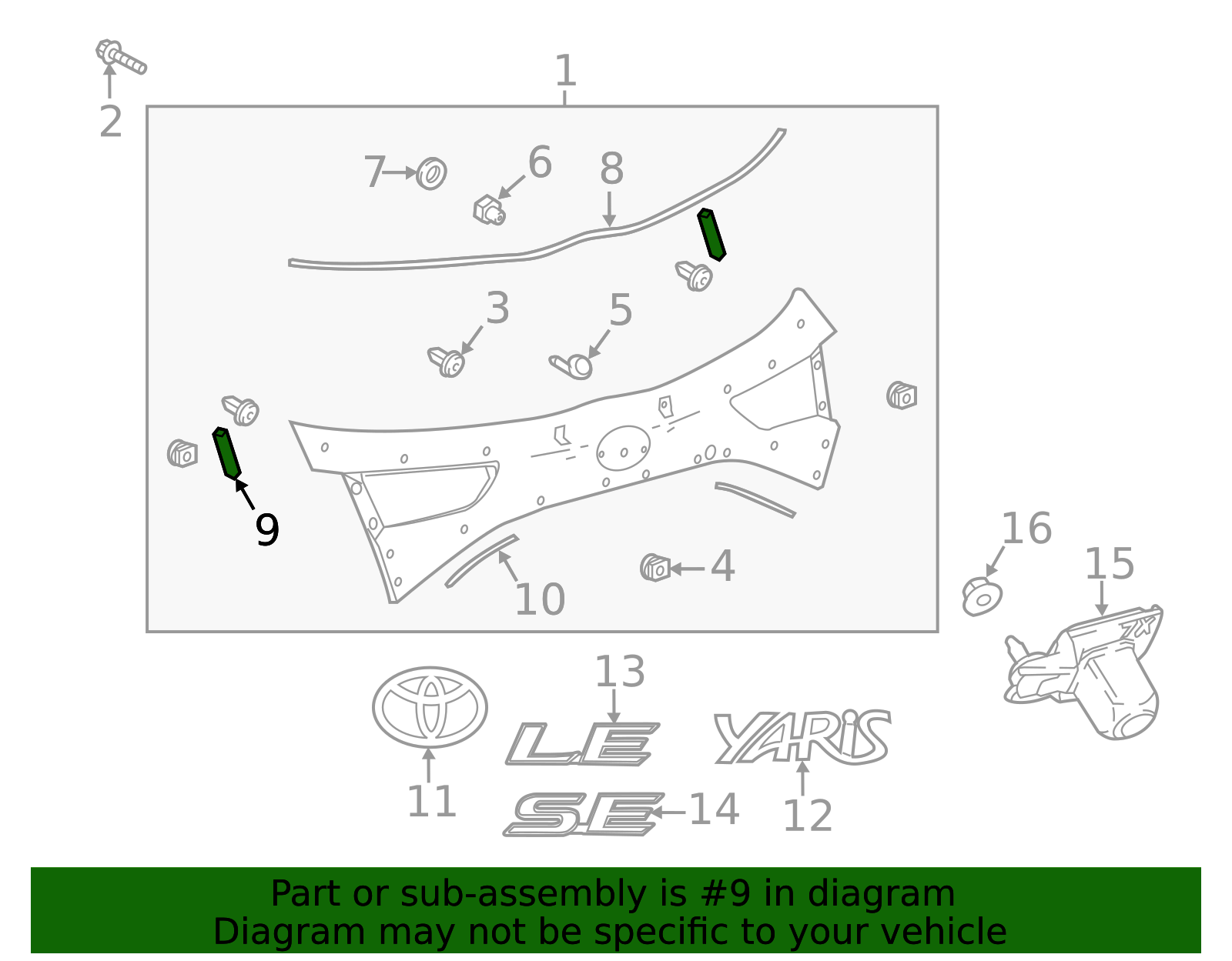 2018 Toyota Yaris License Molding Protector 76825-0D290 | MotorMotor