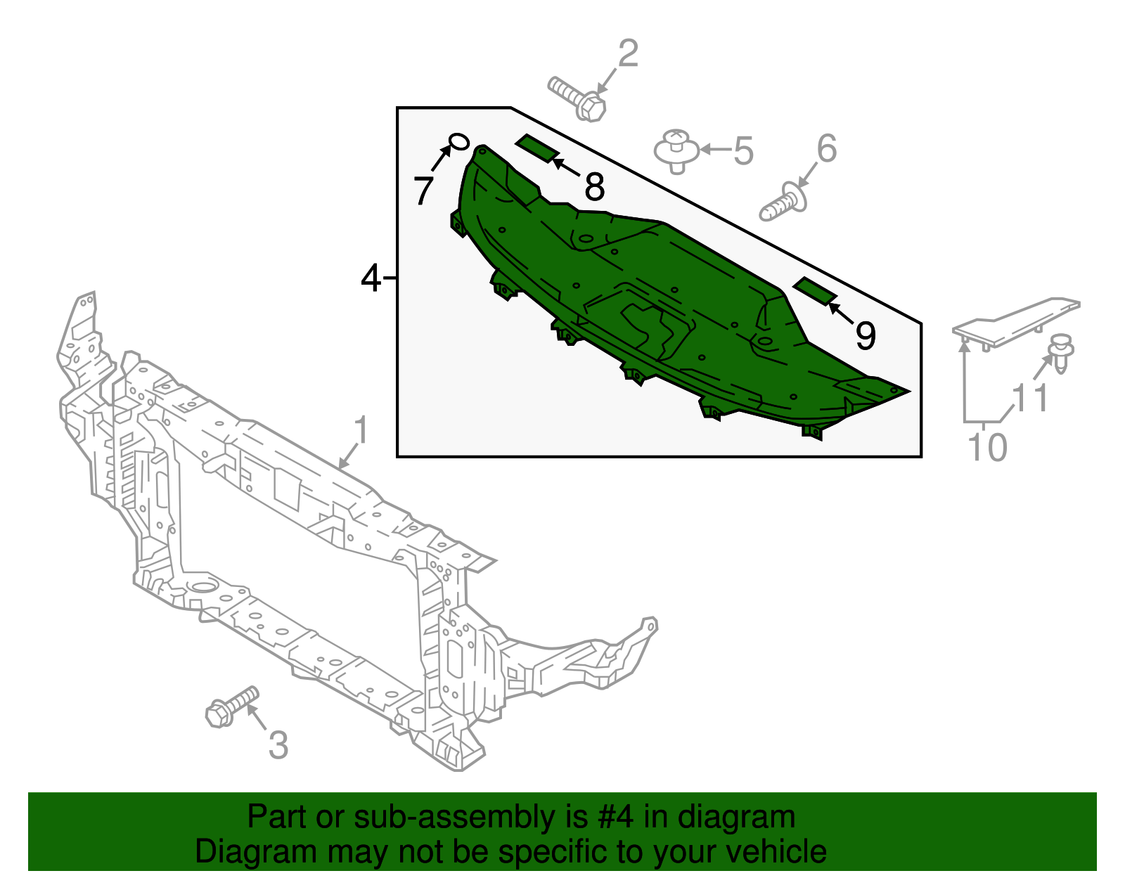2018-2023 Kia Stinger Front Radiator Core Support Sight Shield Cover ...