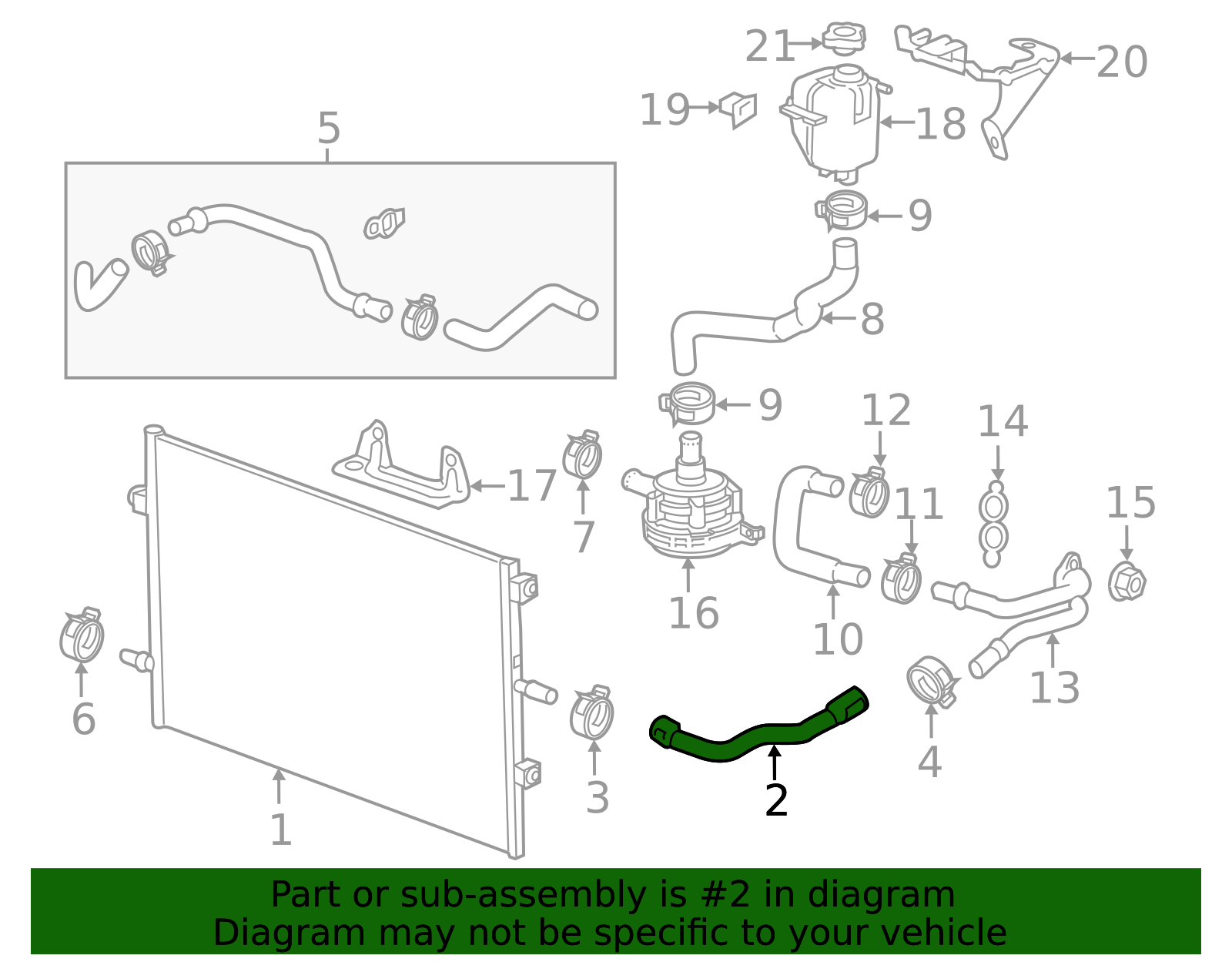 2016-2019 Chevrolet Malibu Radiator Inlet Hose 84021221 | Courtesy Parts
