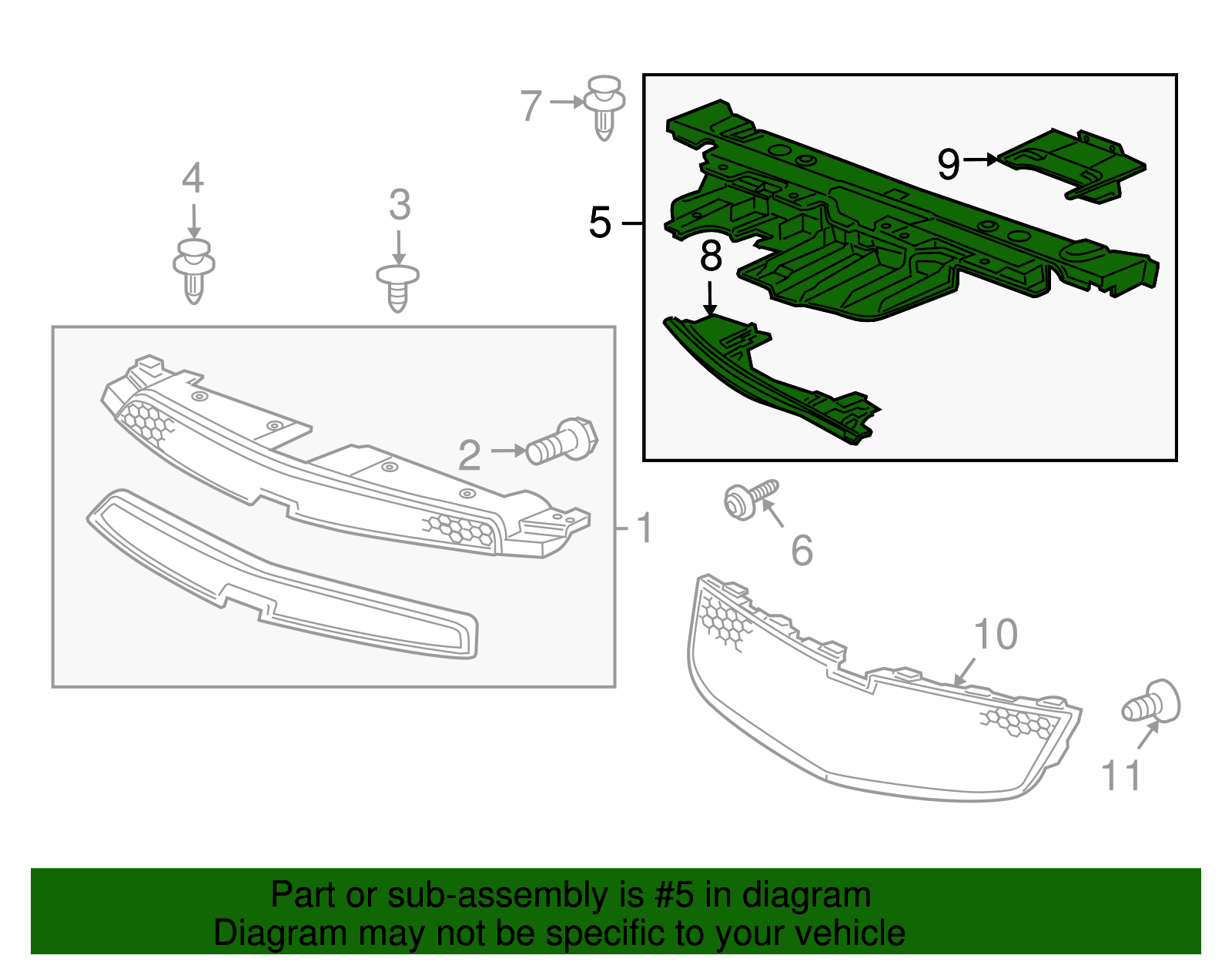 2011-2014 Chevrolet Cruze Front Grille Support Reinforcement 94560622 ...