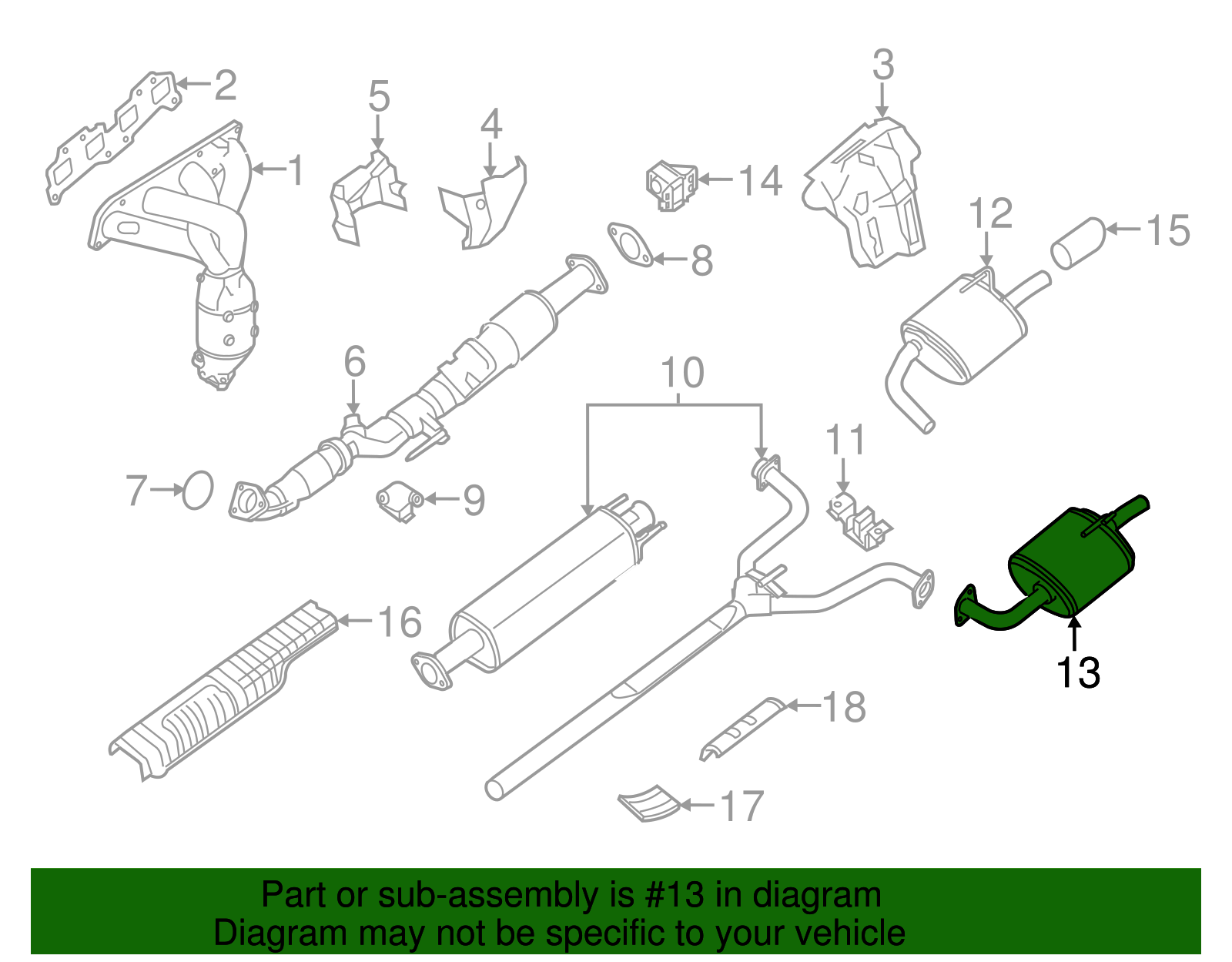 2013-2014 Nissan Altima Rear Muffler 20110-3TA0A | My Nissan Part