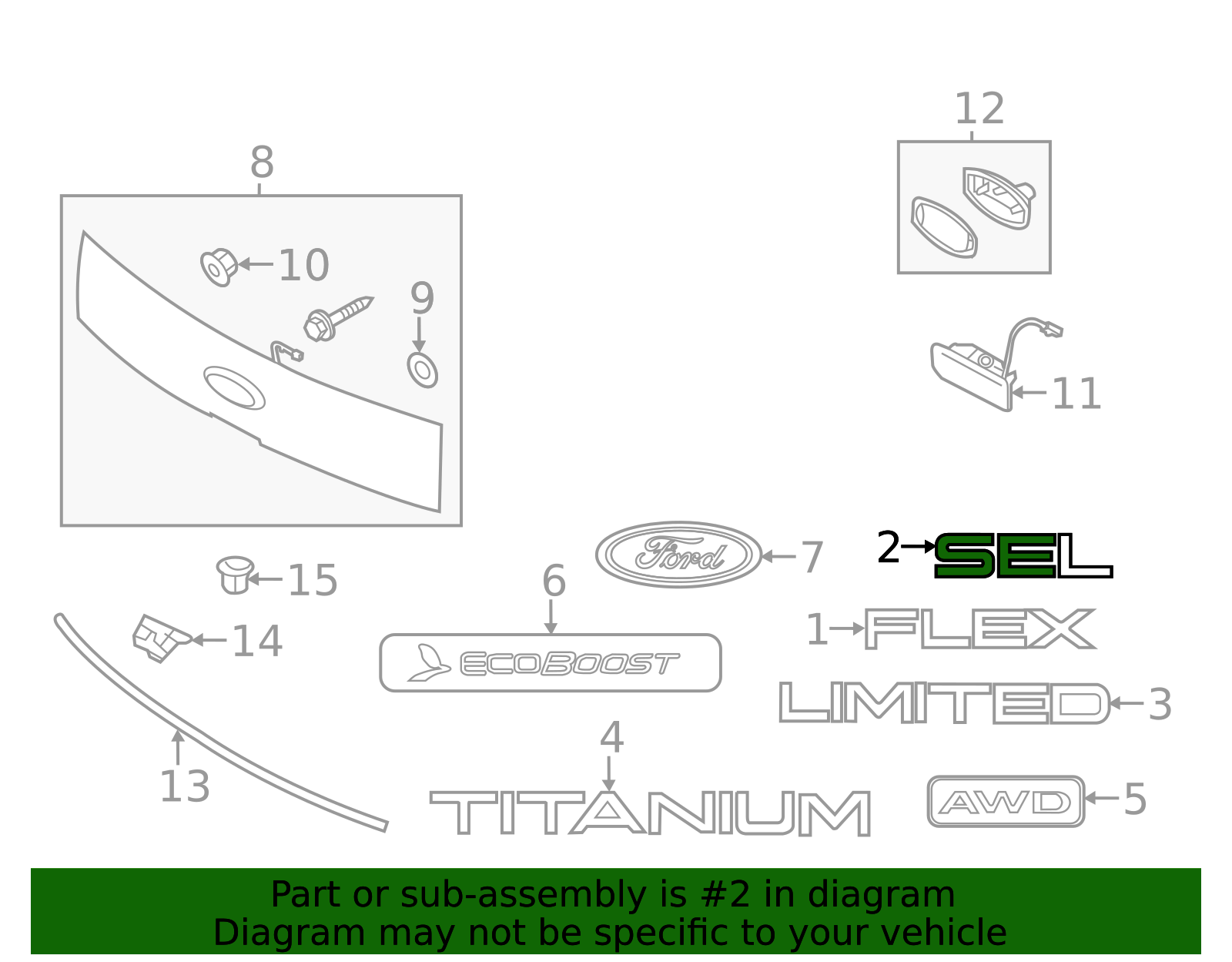 2009-2019 Ford Flex | Nameplate | 8A8Z-7442528-C | Walls' Ford Parts