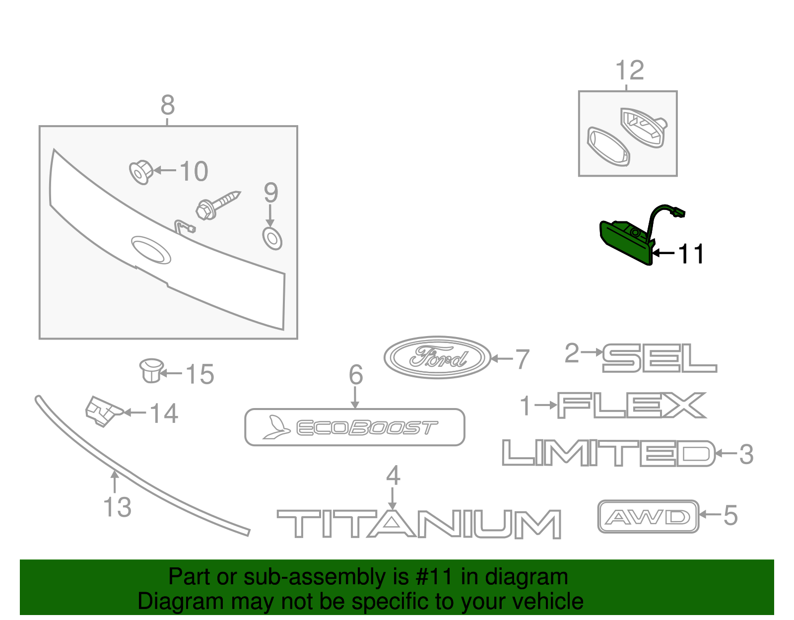 2009-2013 Ford Flex | Handle | 8A8Z-13508-APTM | Walls' Ford Parts
