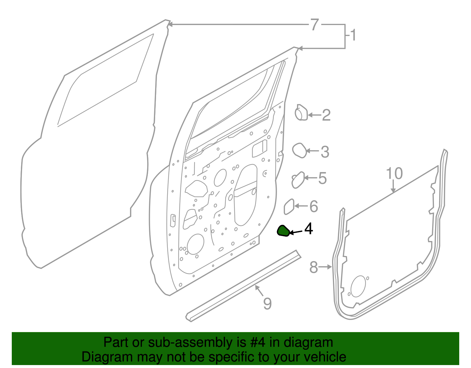 1993-2024 Nissan Door Shell Bumper 80896-6FL0A | Nissan Parts Central