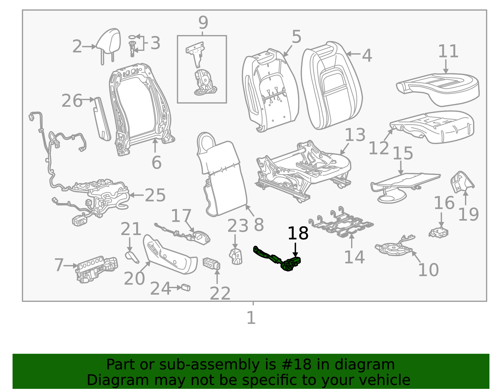 2016-2024 GM Driver Seat Adjuster Vertical Actuator 13598761 GM ...