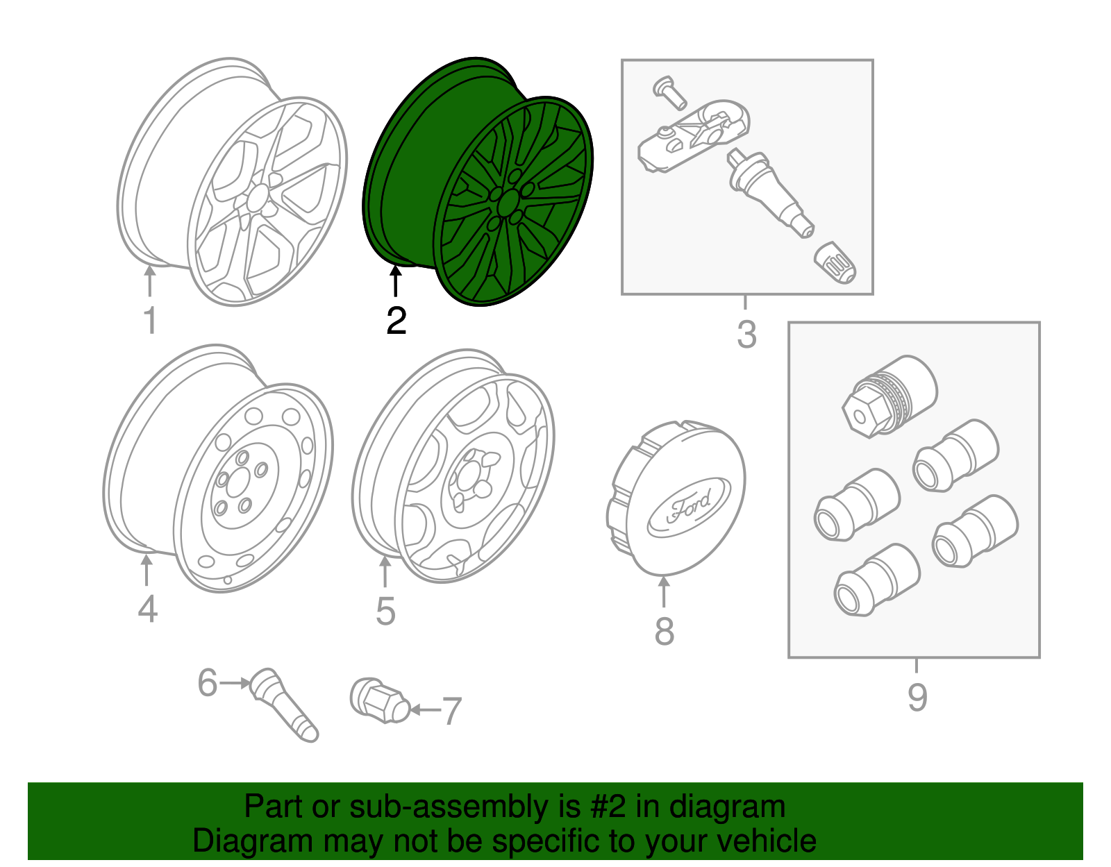 2011-2014 Ford Edge | Wheel, Alloy | BT4Z-1007-C | Walls' Ford Parts
