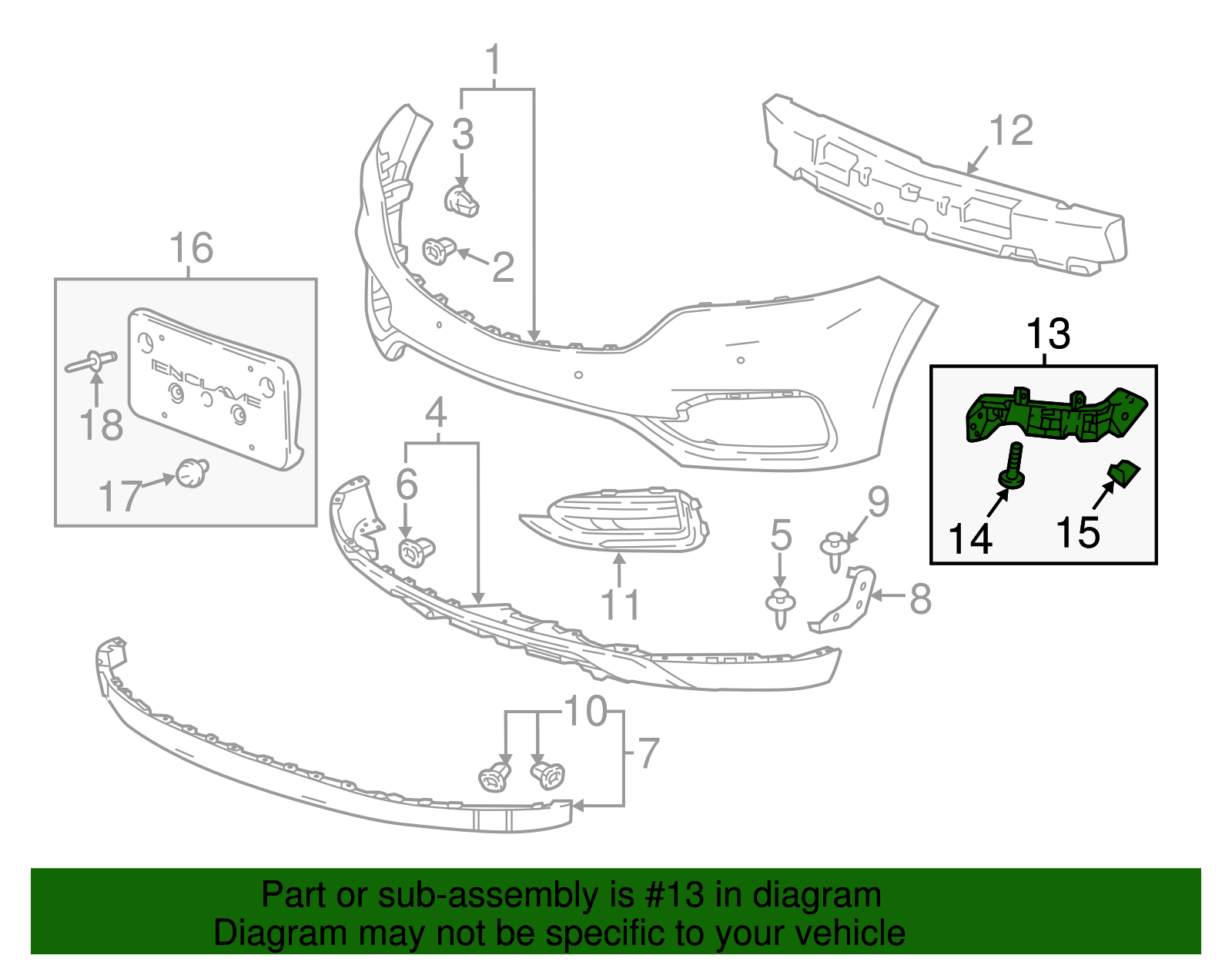 GM 84451685 Passenger Side Front Bumper Fascia Guide | Genuine GM & AC ...