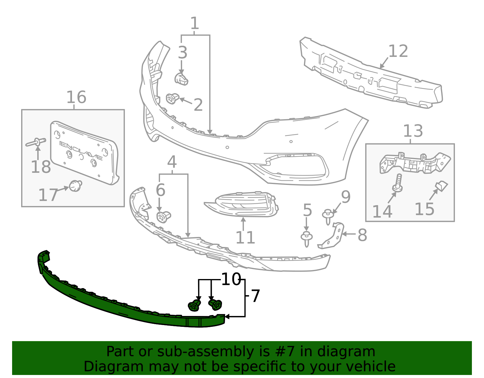 84462565 - 2018-2021 Buick Enclave - Front Bumper Fascia Air Deflector ...