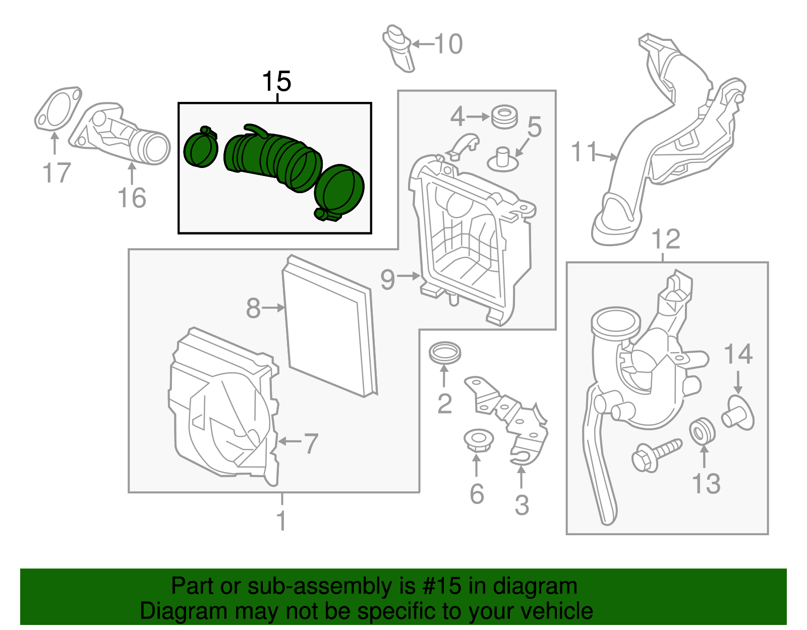 2011-2017 Nissan Juke Air Inlet Duct 16576-1KC0A | Nissan Parts Central