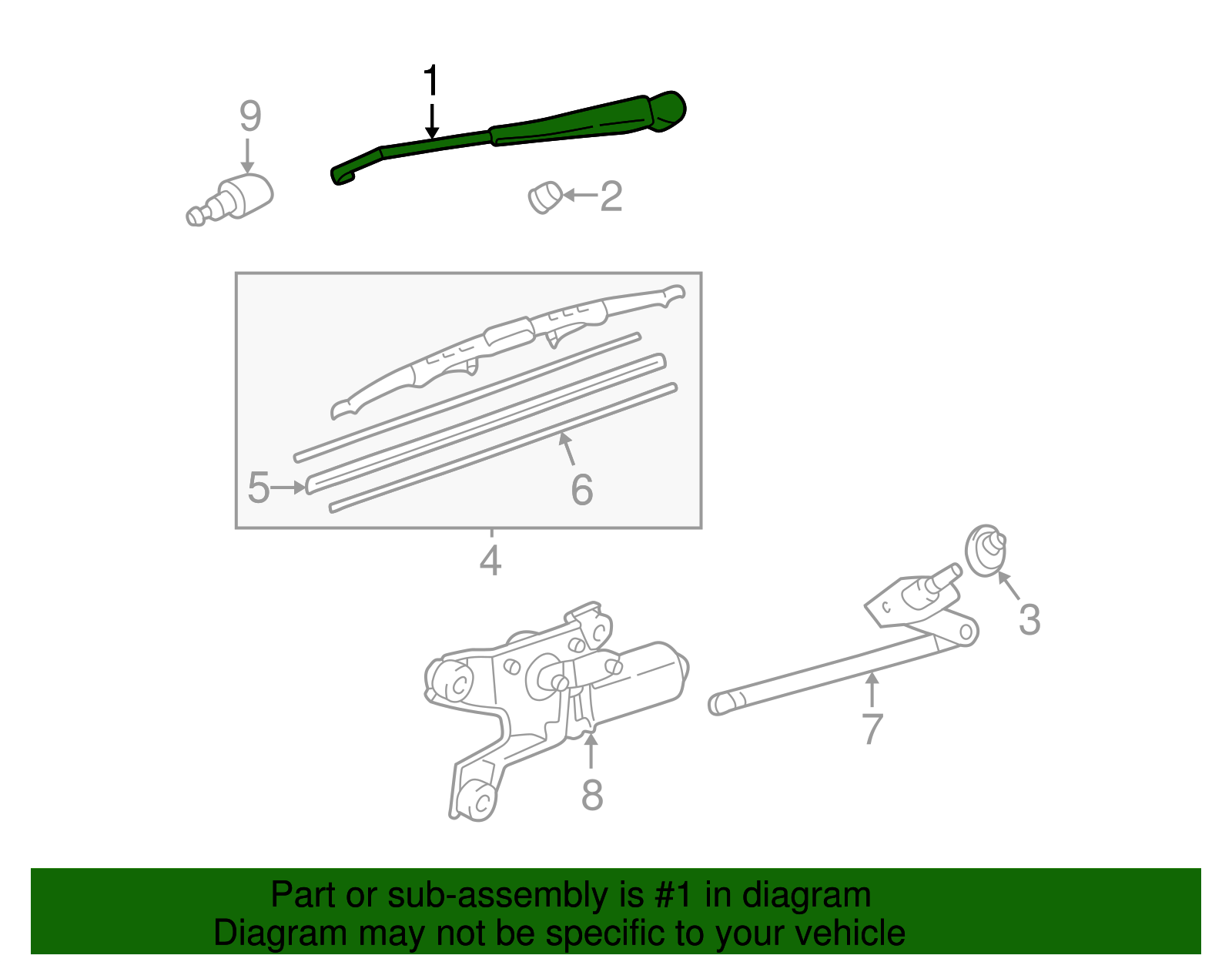 1998-2003 Toyota Sienna Wiper Arm 85241-08010 | Toyota Parts Center