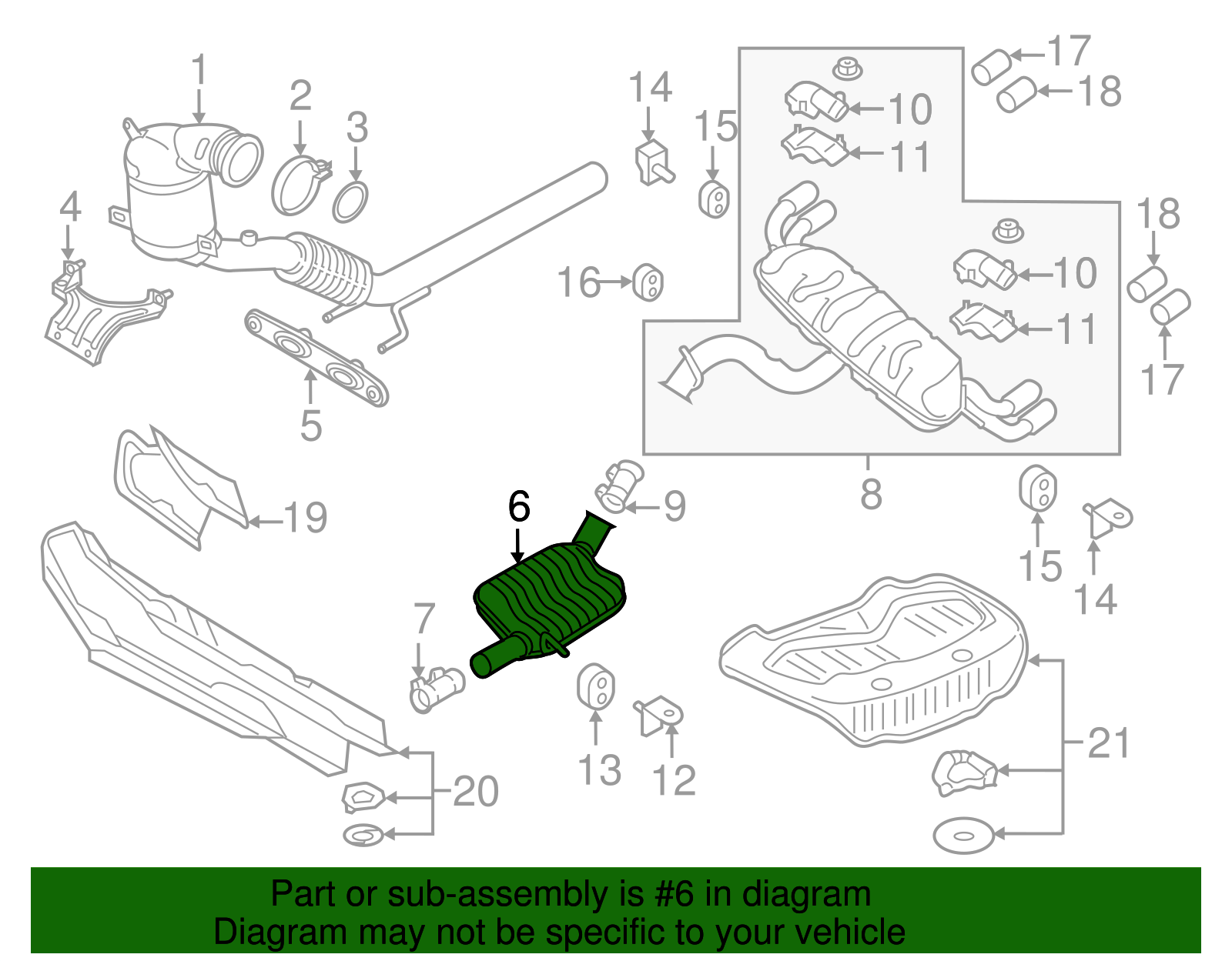 5Q0-253-409-C - Volkswagen Muffler 2015-2019 Volkswagen Golf R ...