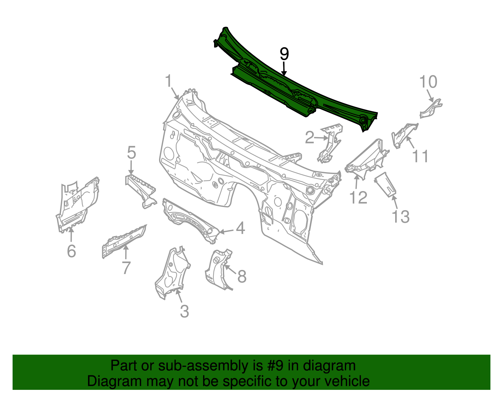 51713401811 - 2004-2010 BMW X3 Cowl Grille (51-71-3-401-811) | BMW of ...