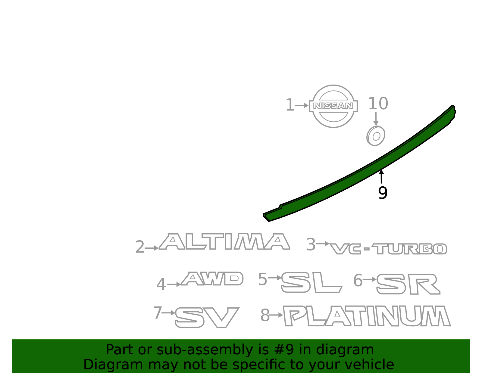 96030-6CA0H - Rear Spoiler 2019-2025 Nissan Altima | Nissan Parts ...