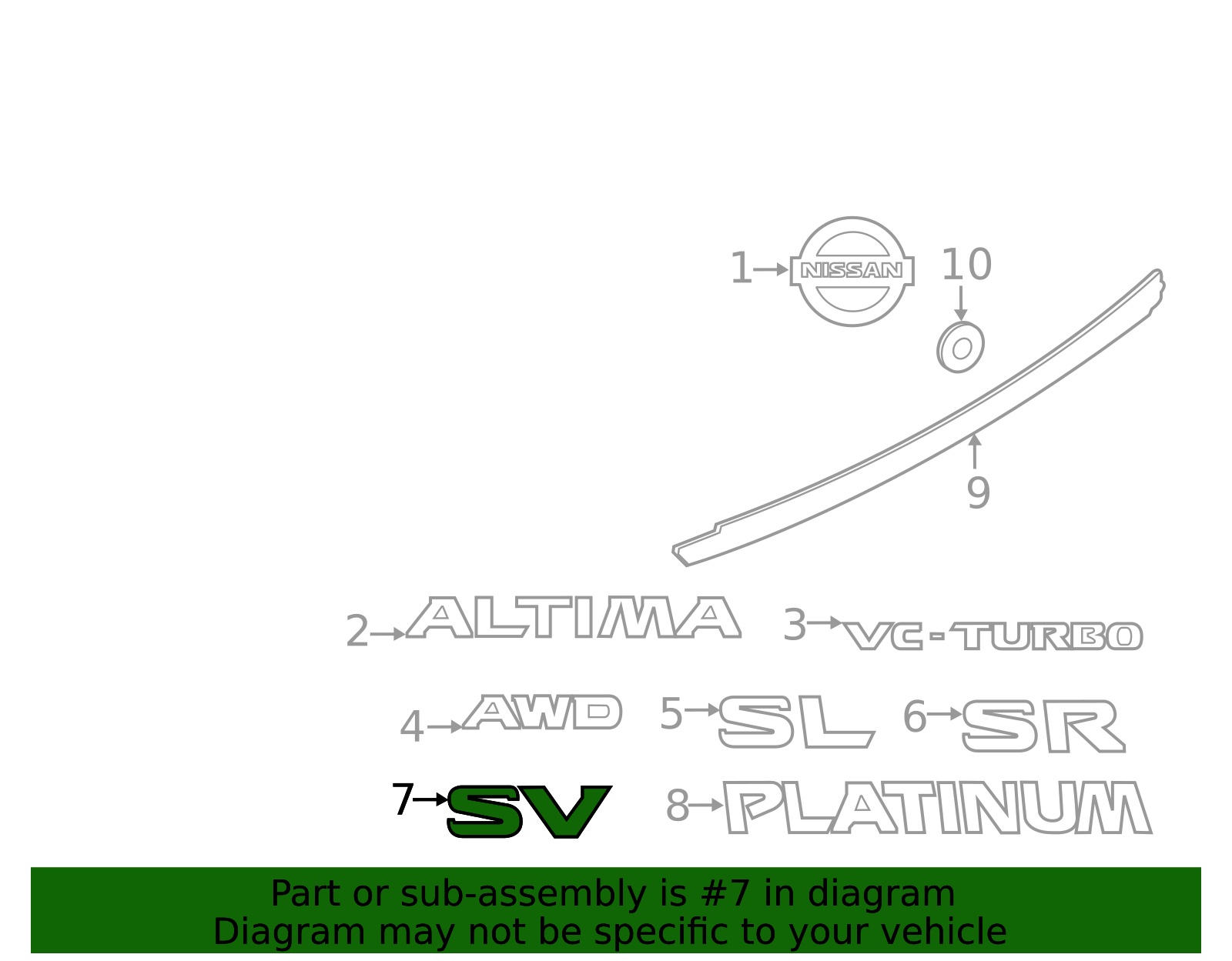 2019-2022 Nissan Altima Nameplate 84896-6CA1A | Team Nissan Inc.