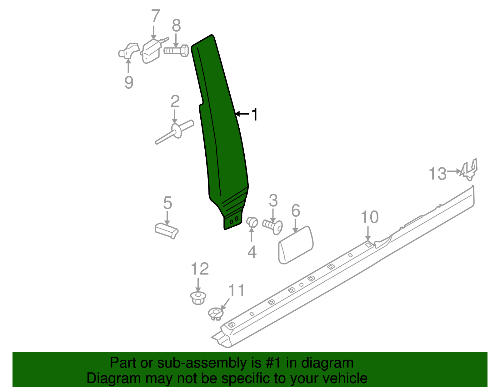 8P4-853-290-1P9 - Pillar Trim 2006-2010 Audi | Audi OEM Parts Guy