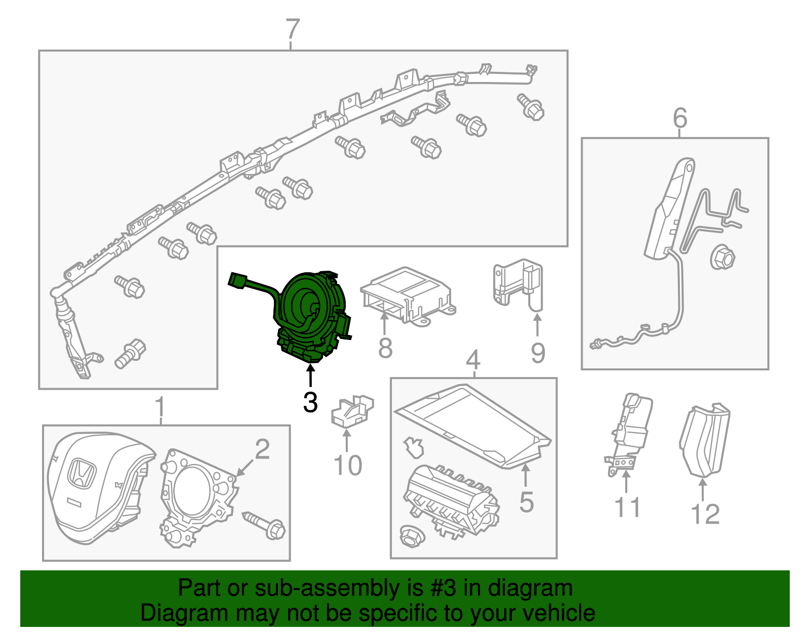 OEM 2012-2015 Honda Civic Clock Spring 77900-TR0-A11 | Honda Automotive ...