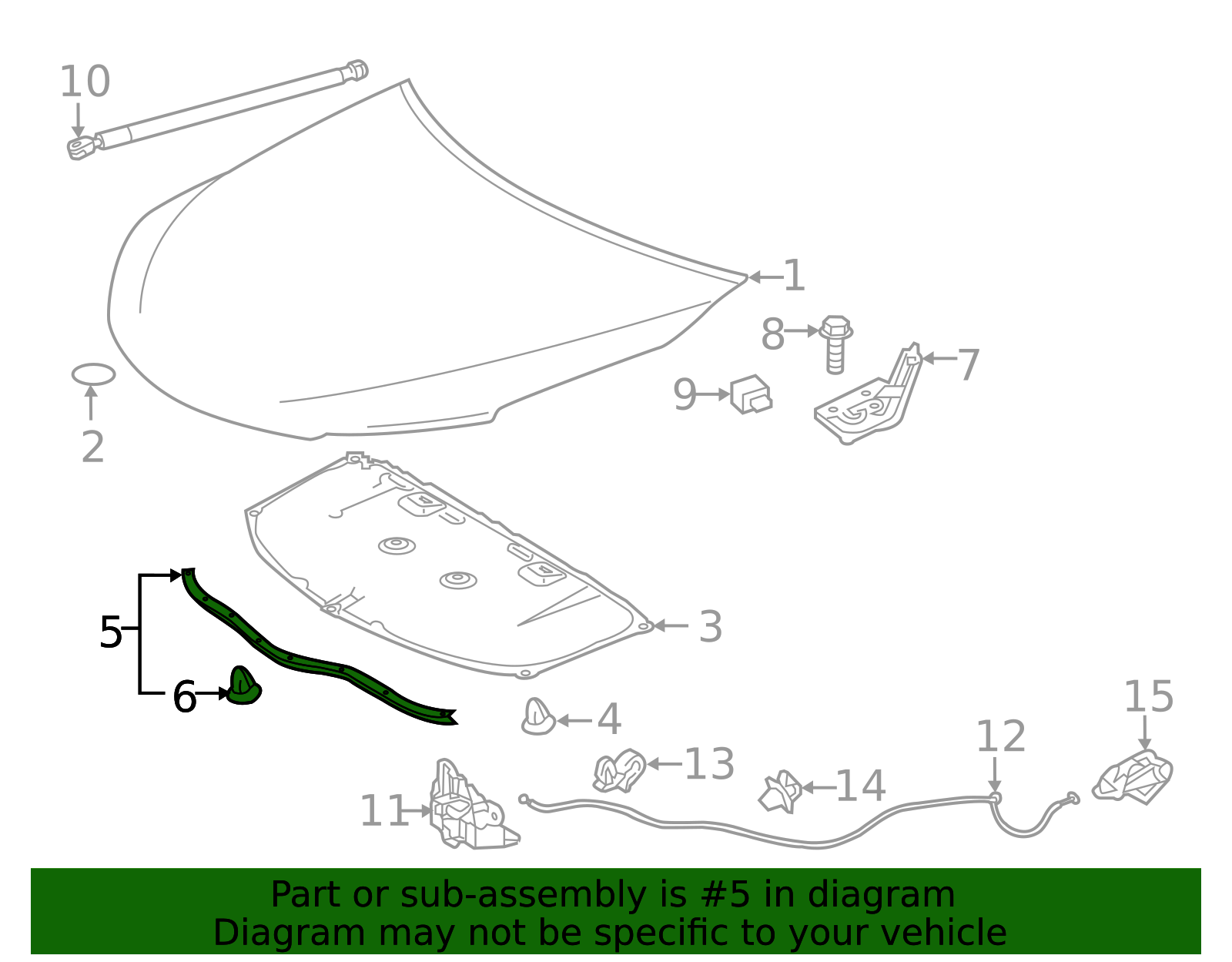 Genuine Official Toyota Hood Seal part# 53381-06100 for 2012-2017 ...