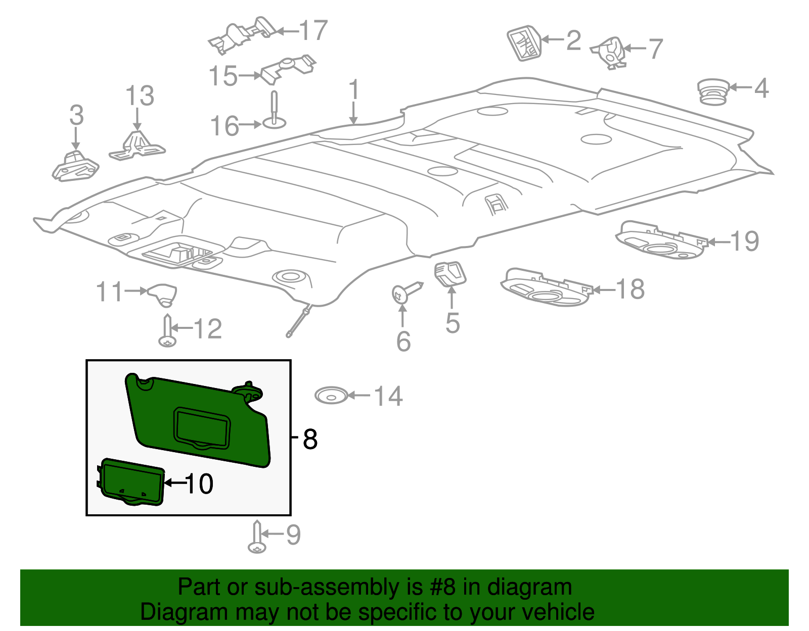 2016-2019 Ford | Visor | GB5Z-7804105-CB | Walls' Ford Parts