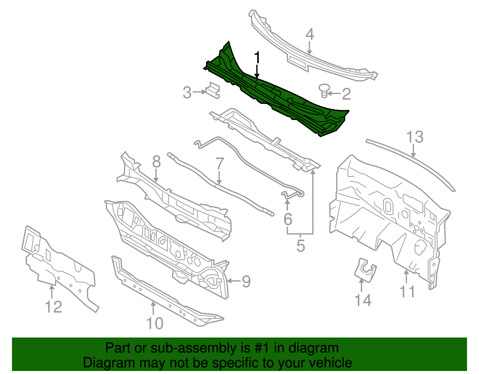 66862-5SA0A - 2018-2019 Nissan LEAF - Cowl Grille | Anicra Nissan Parts