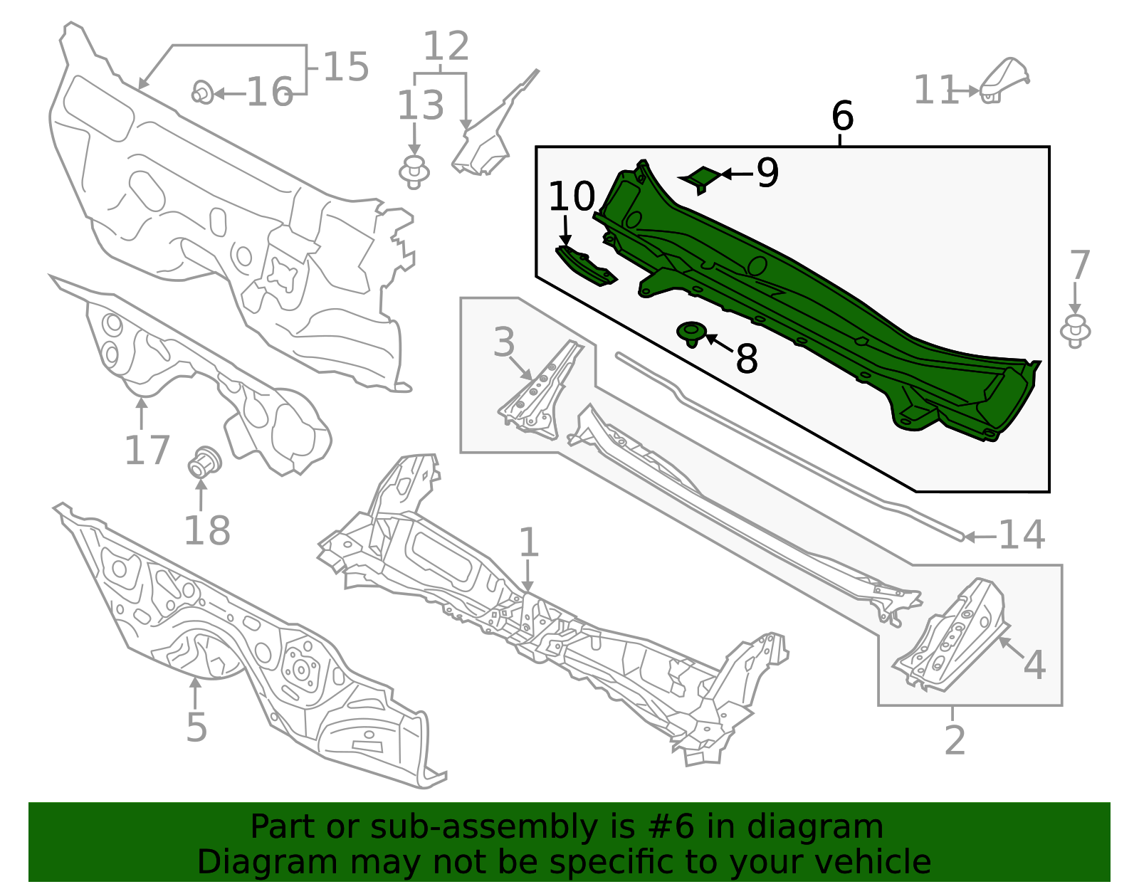 2018-2024 Subaru Cowl Grille 91419FL051 | Buy Subaru Parts