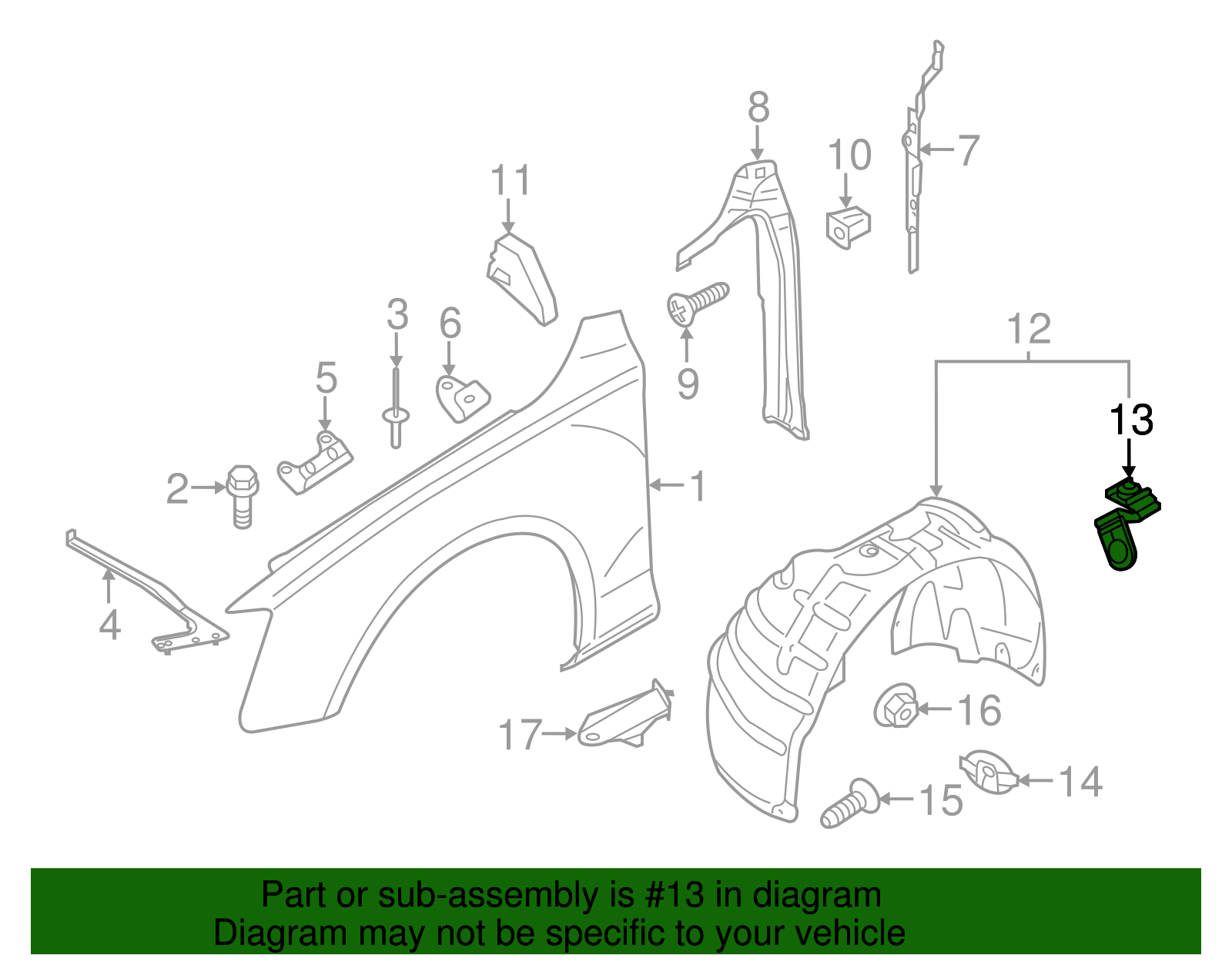 8K0-821-989-A - Fender Liner Retainer Clip 2009-2017 Audi | Audi OEM ...