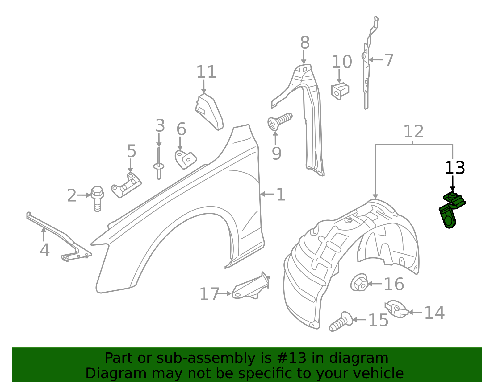 8K0-821-989-A - Fender Liner Retainer Clip 2009-2017 Audi | Audi OEM ...