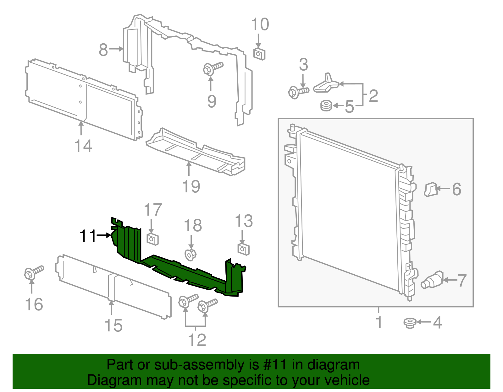 84553974 - 2020-2021 Buick Enclave - Upper Radiator Air Baffle ...