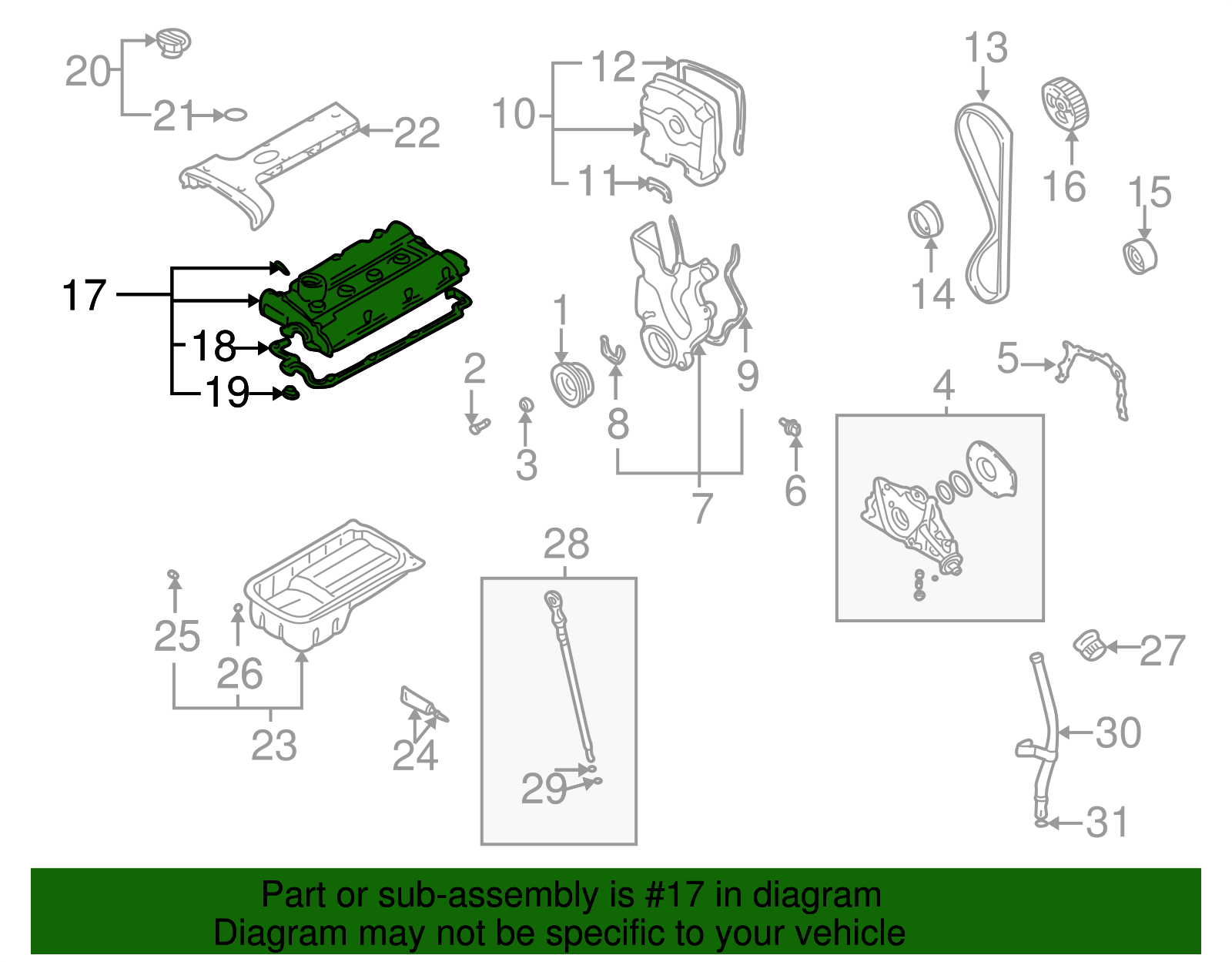 Hyundai - 22410-23100 - Valve Cover - 2004-2009 Hyundai | OEM Hyundai ...