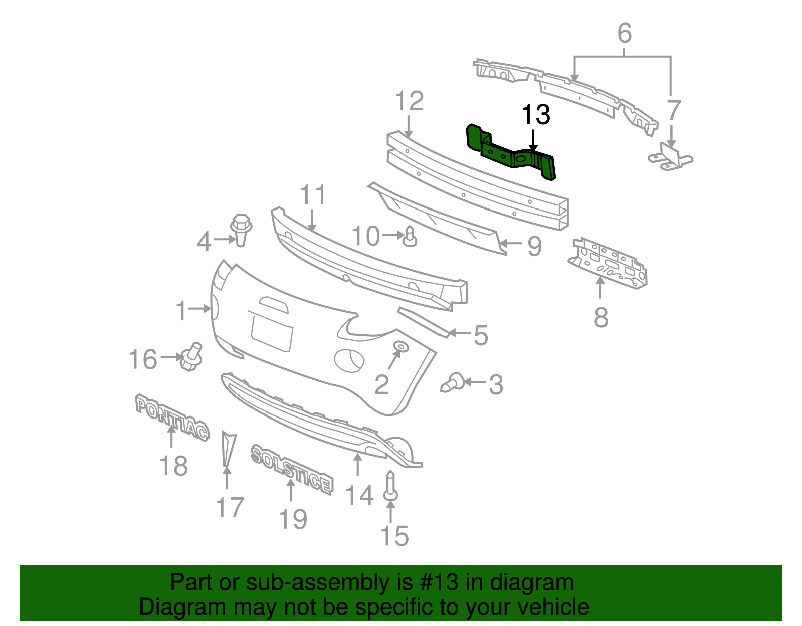 2006-2009 Pontiac Solstice Rear Bumper Fascia Bracket 15853158 | Shop ...