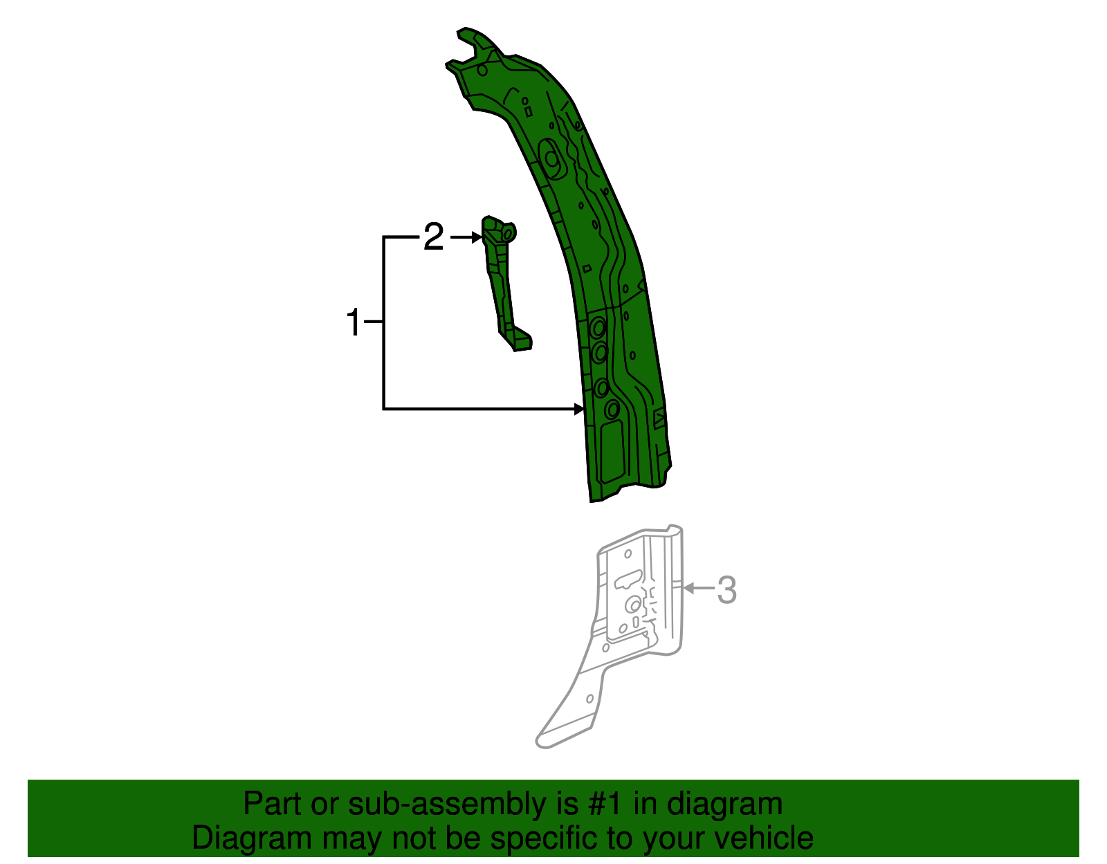 2014-2019 GM Driver Side Inner Lock Pillar Panel with Extension, Plate ...
