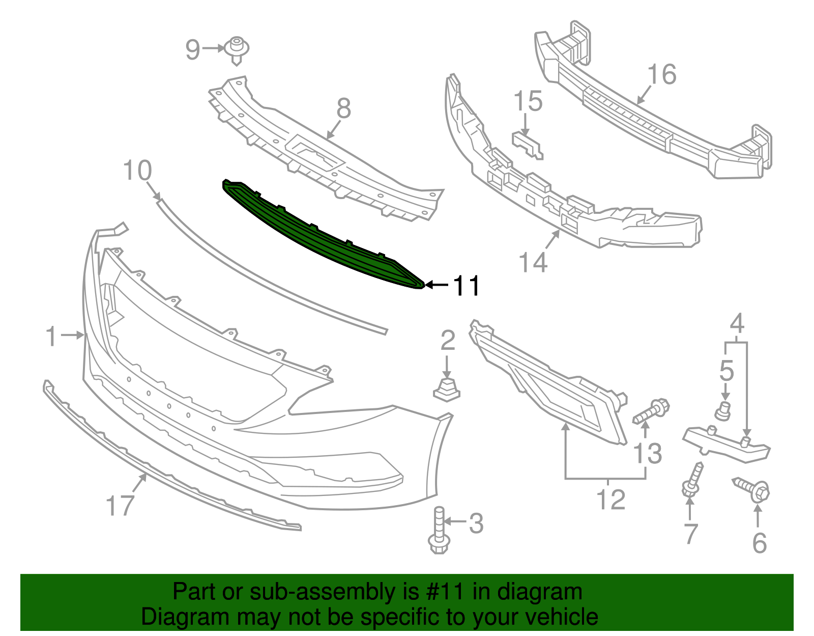 Genuine Lower Grille for 2015-2017 Hyundai Sonata | Part# 86561-C2000 ...
