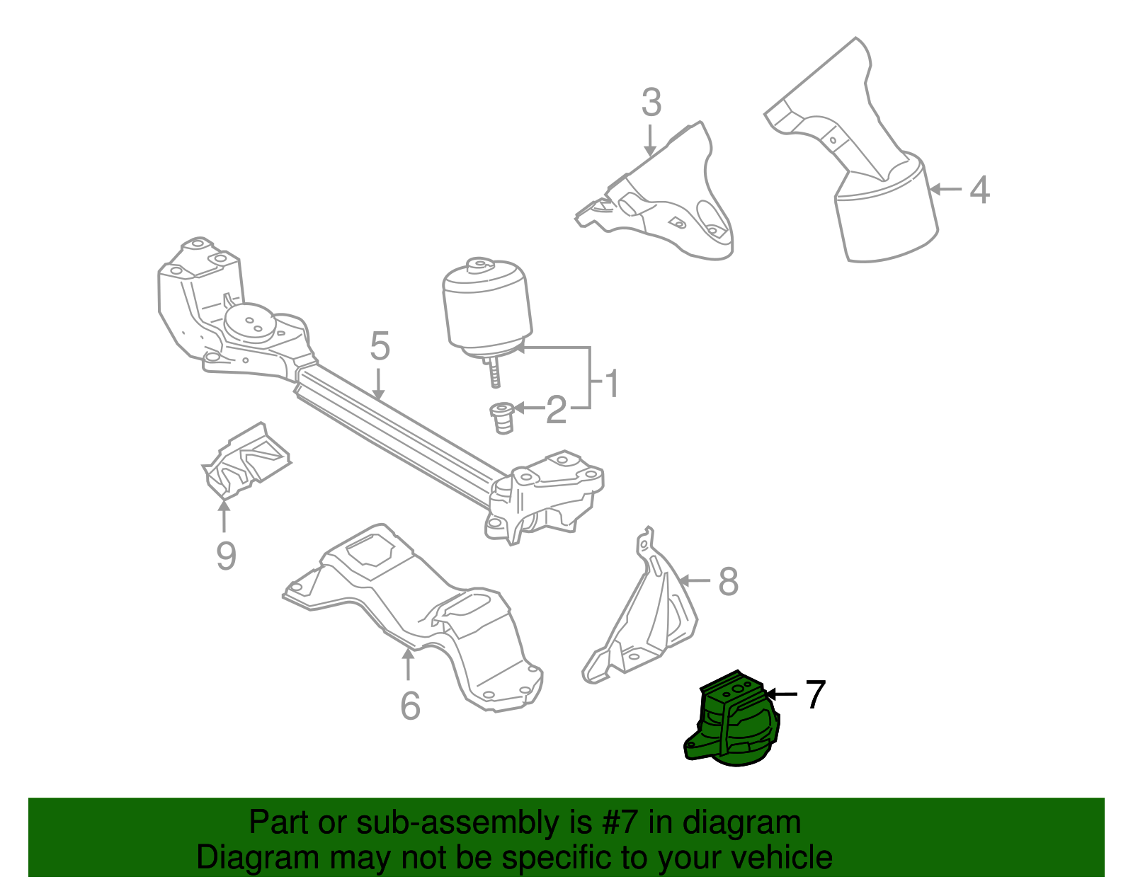 2004-2006 Volkswagen Phaeton Trans Mount 3D0-399-152-K | VW Direct Auto ...