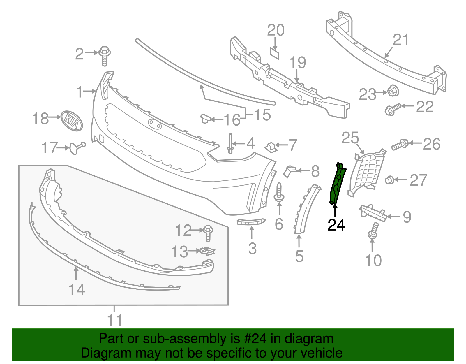 86567-G5000 - Front Duct 2017-2019 Kia Niro | Kia.Parts Store