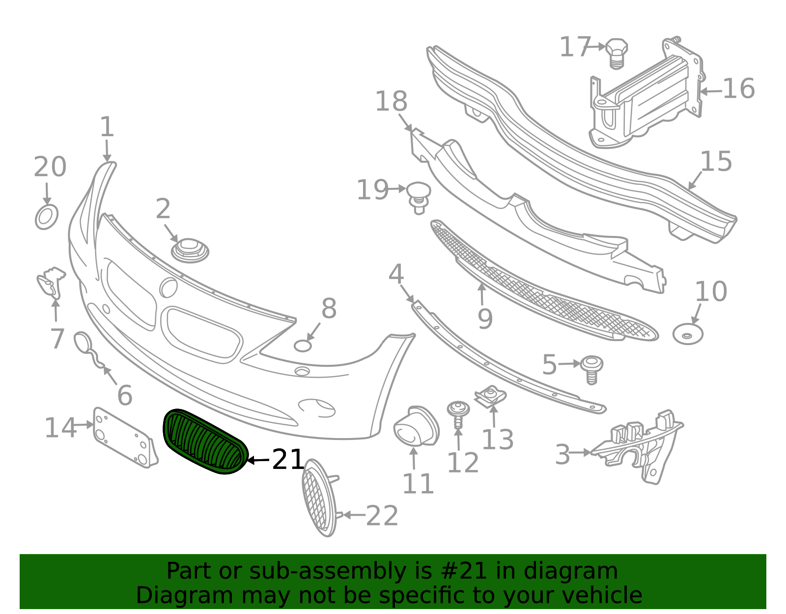 51117117757 - 2003-2008 BMW Z4 Hood Grille, left (51-11-7-117-757 ...