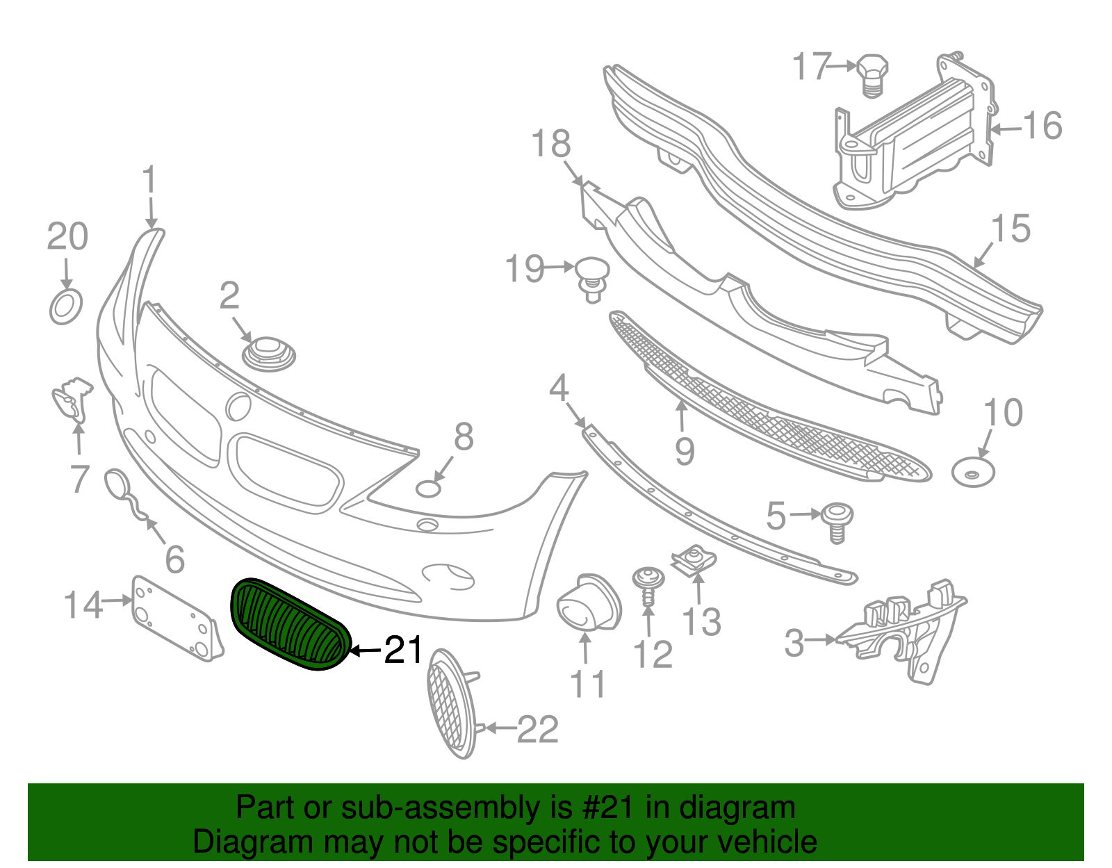 51137051957 - 2003-2008 BMW Z4 Front Grille, left (51-13-7-051-957 ...