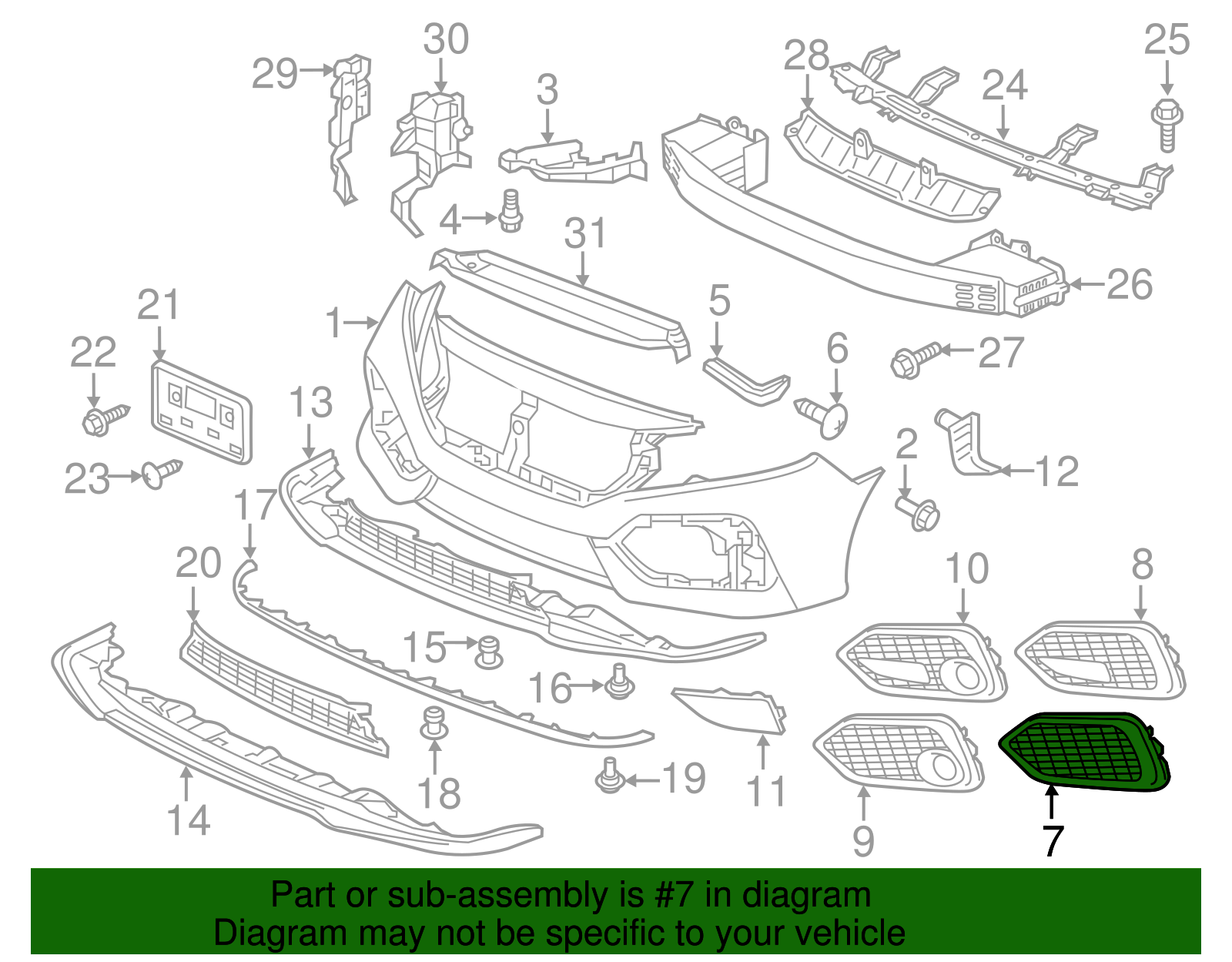 71108-TGG-A00 - 2017-2018 Honda Civic - Garnish L Front Bumper Side ...