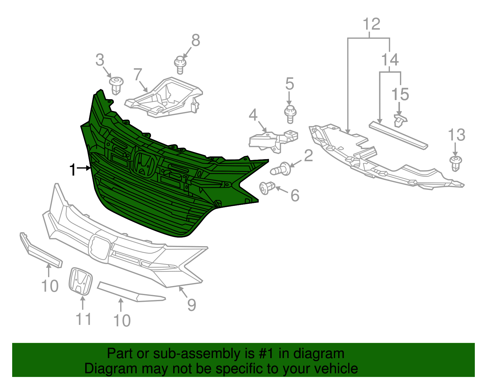 71121-T7W-A00 - Grille 2016-2018 Honda HR-V | Honda Parts Online