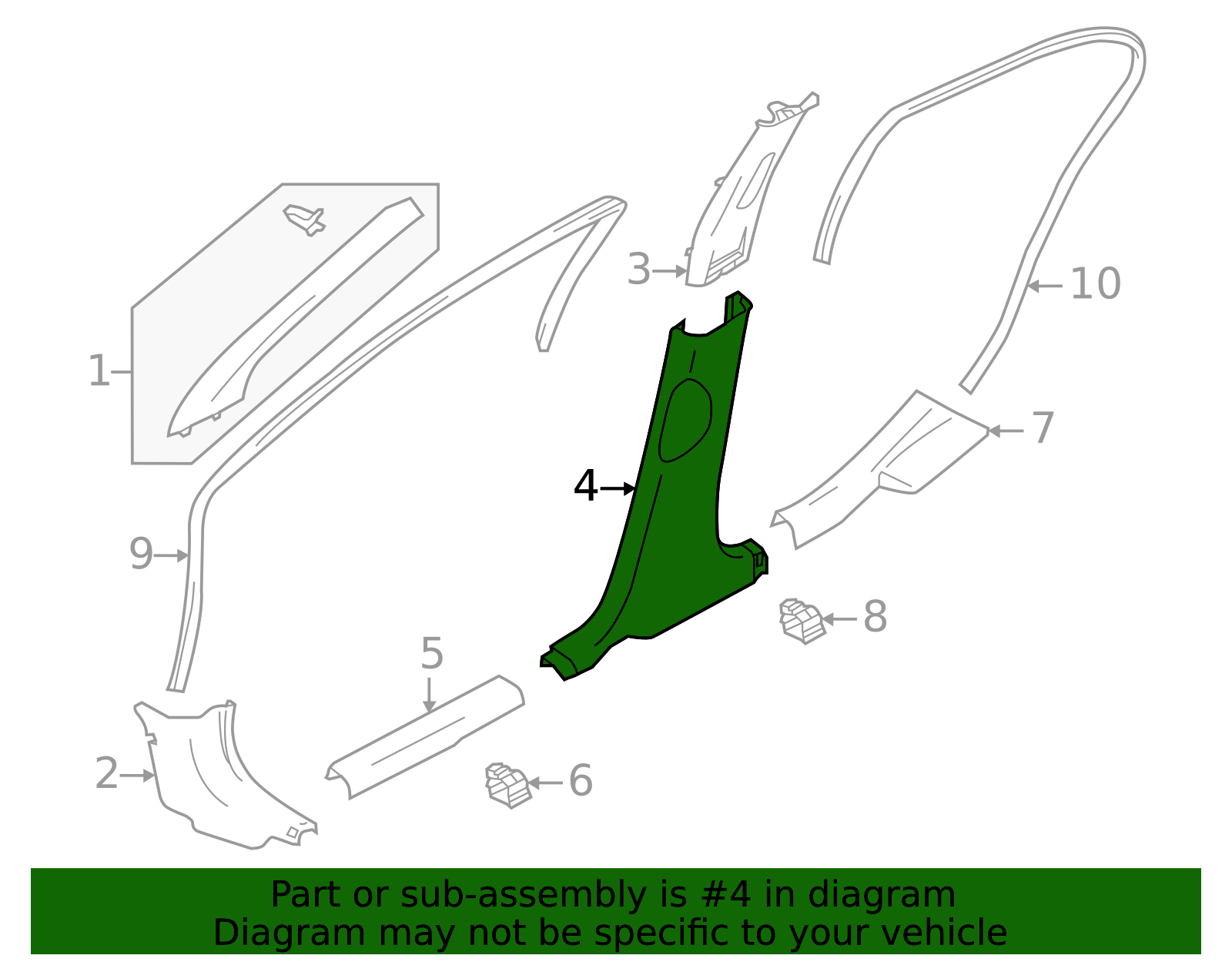 2020-2025 Nissan Versa Lower Center Pillar Trim 76915-5EE0A | Nissan RVA