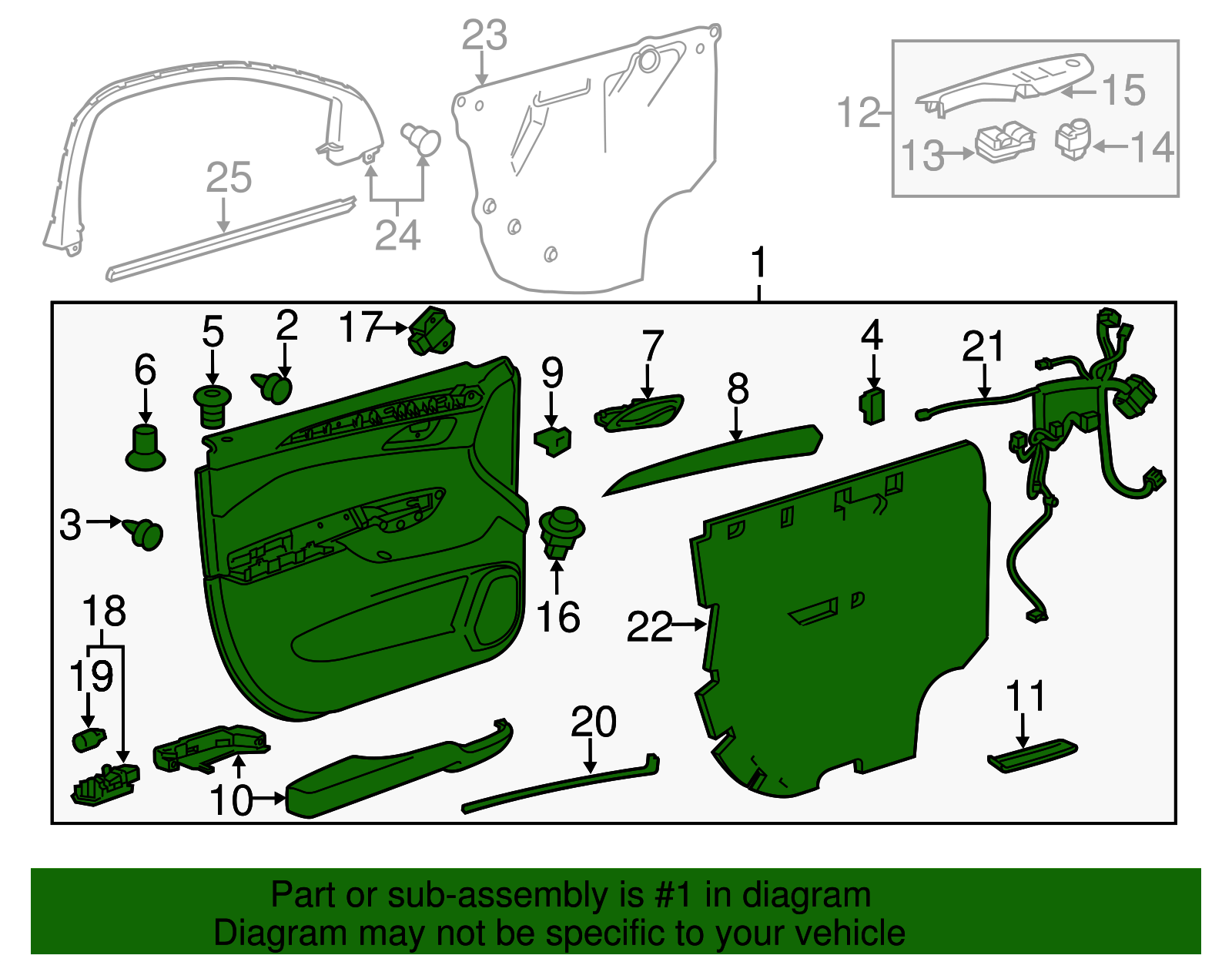22767094 - Light Titanium Front Driver Side Door Trim 2016 Cadillac SRX ...