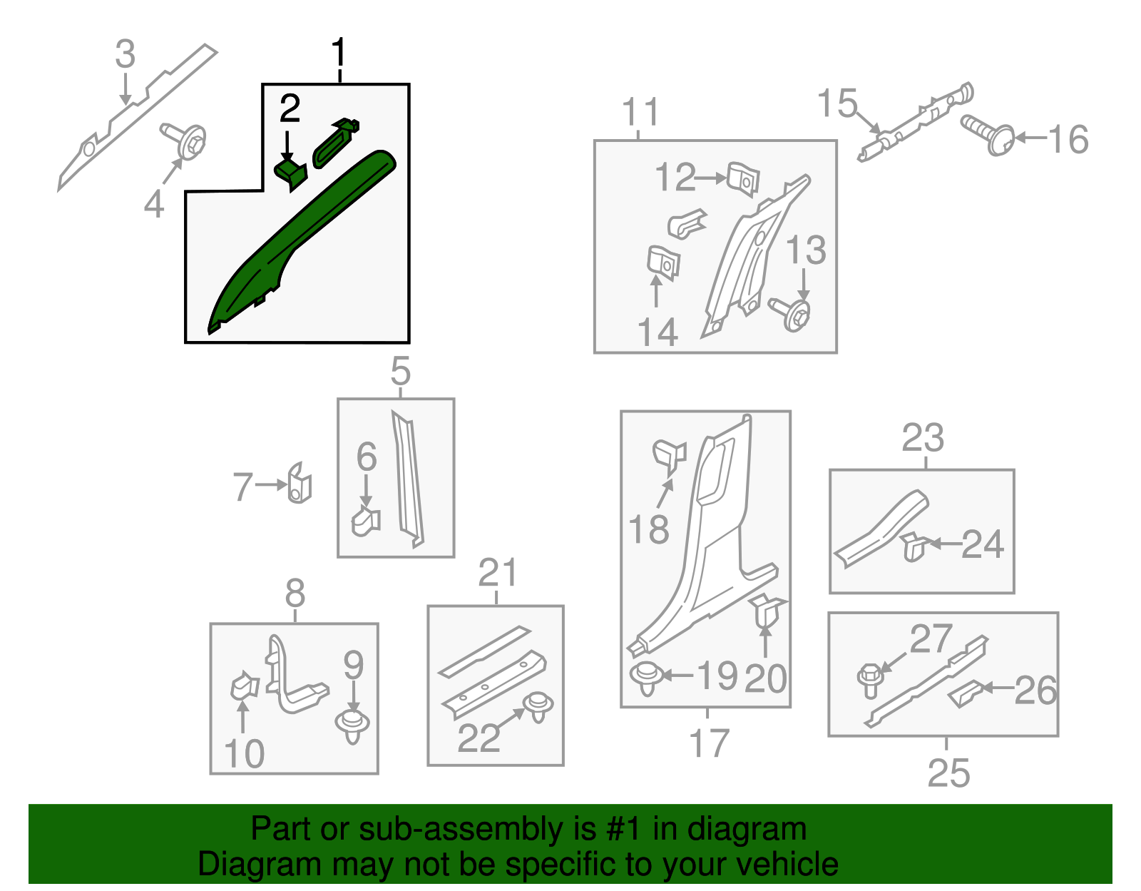 2015-2024 Ford Edge Windshield Pillar Trim FT4Z-5803598-AC | QuirkParts