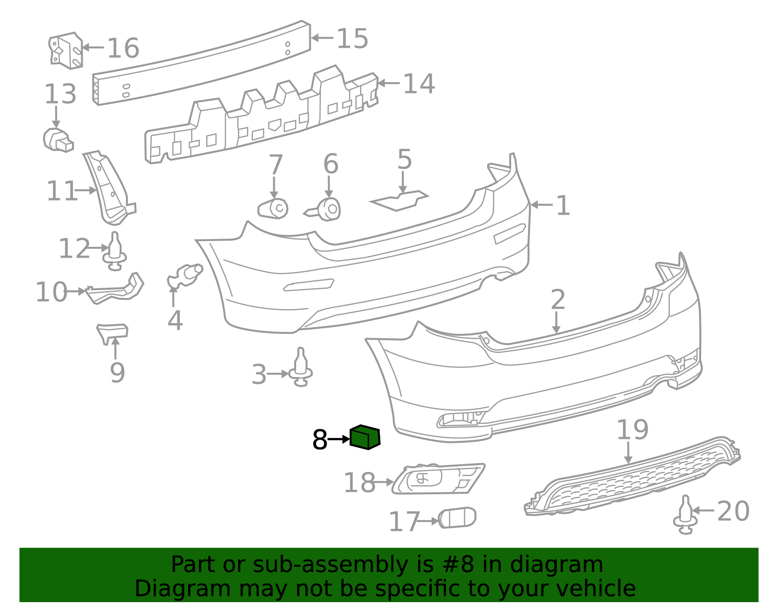 2011-2013 Toyota Matrix Bumper Cover Pad 52462-02140 | Toyota Parts Center