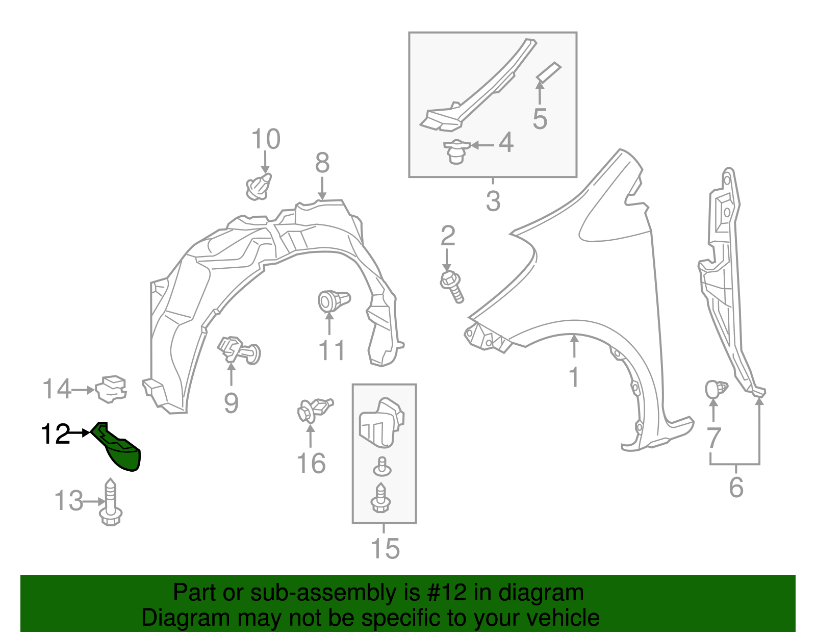 2012-2015 Scion iQ Fender Liner Seal 53852-74020 | Toyota Parts Center