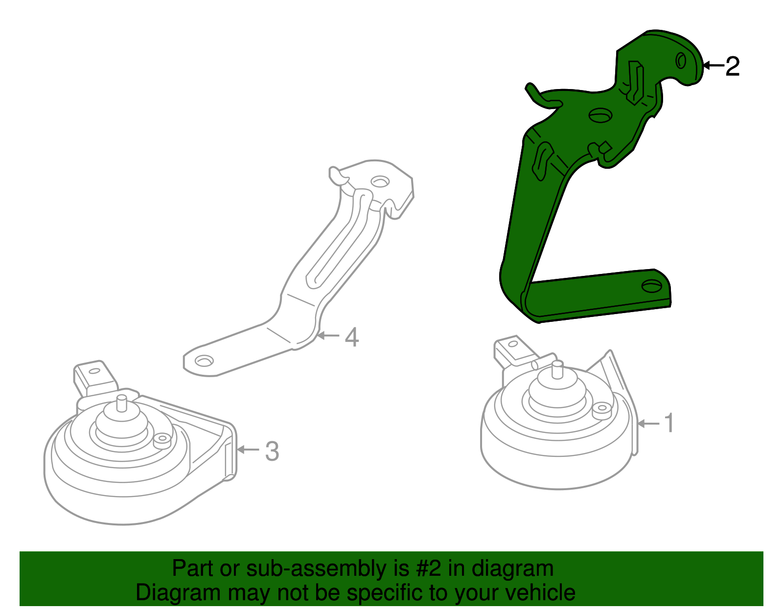 3C0-951-182 - 2006-2012 Volkswagen - High Note Horn Mount Bracket ...