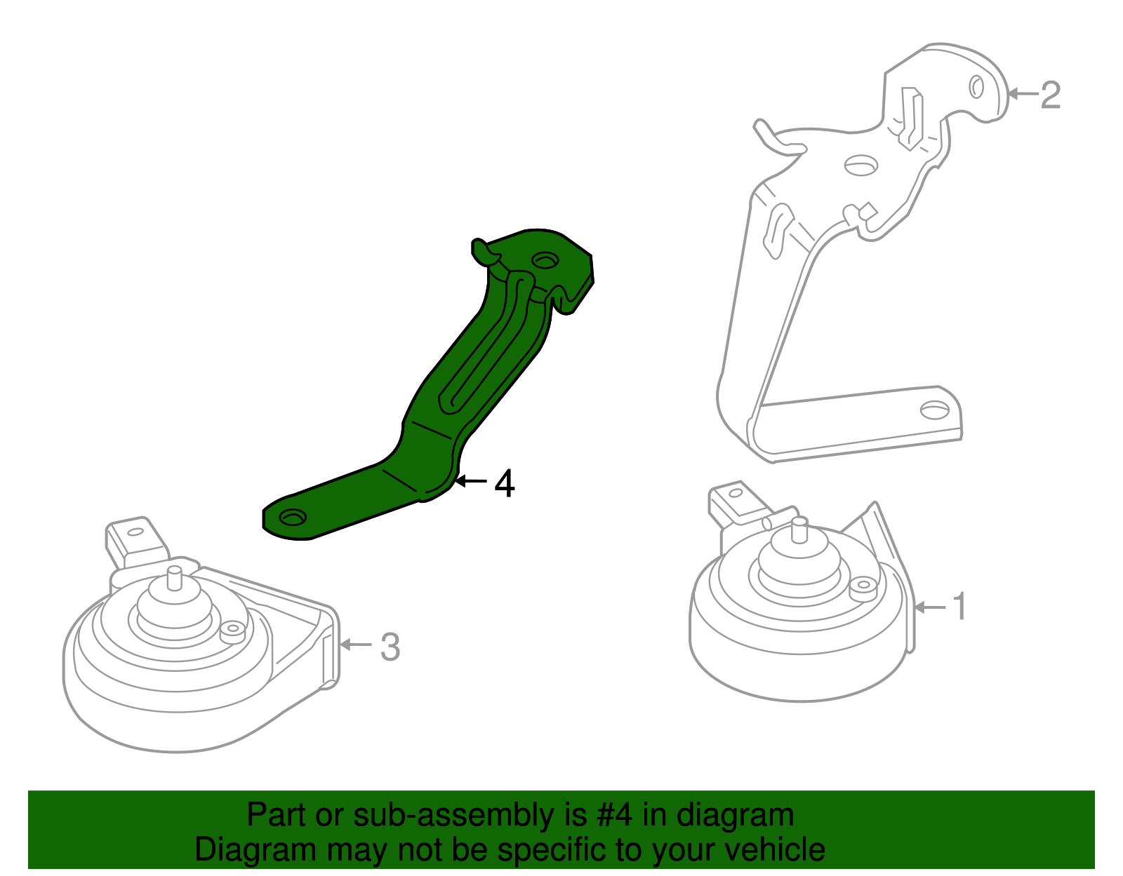 3C0-951-182-A - Low Note Horn Mount Bracket 2006-2012 Volkswagen ...