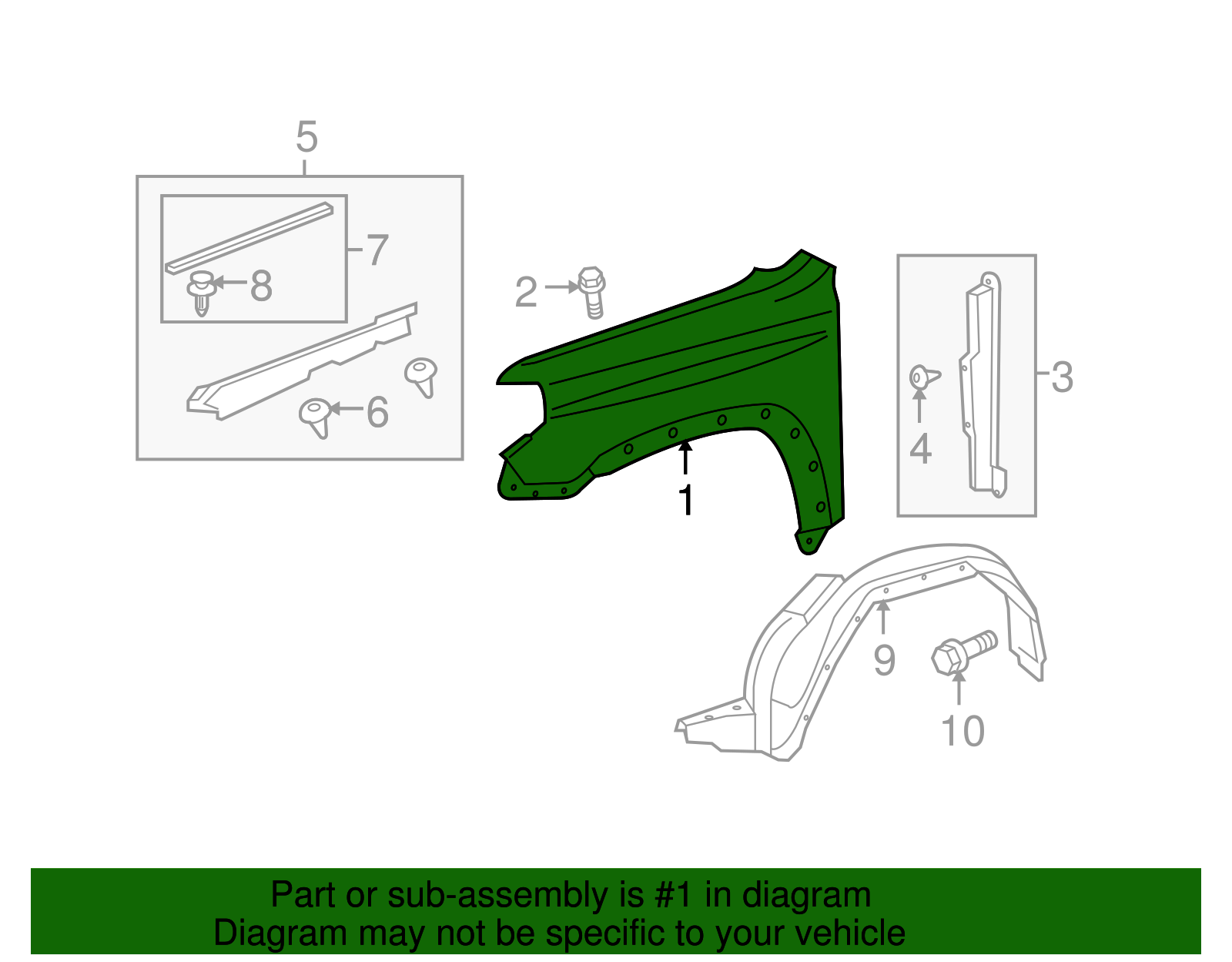 OEM 2010-2024 Toyota 4Runner Fender Part # 53812-35510 | Modern Toyota ...