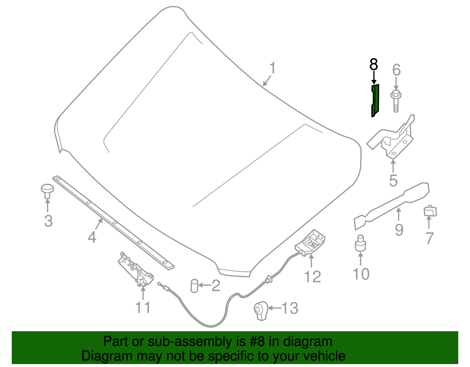 2012-2021 Nissan Hinge Reinforced 65462-1PA0A | Bill Kay Nissan Parts