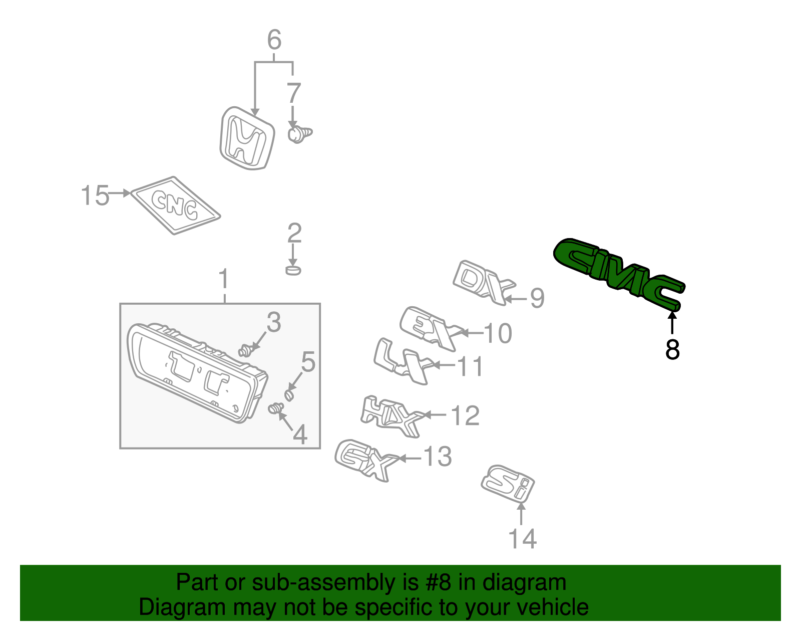 75765-S04-000 - Nameplate 1996-2000 Honda Civic | Honda Parts Online